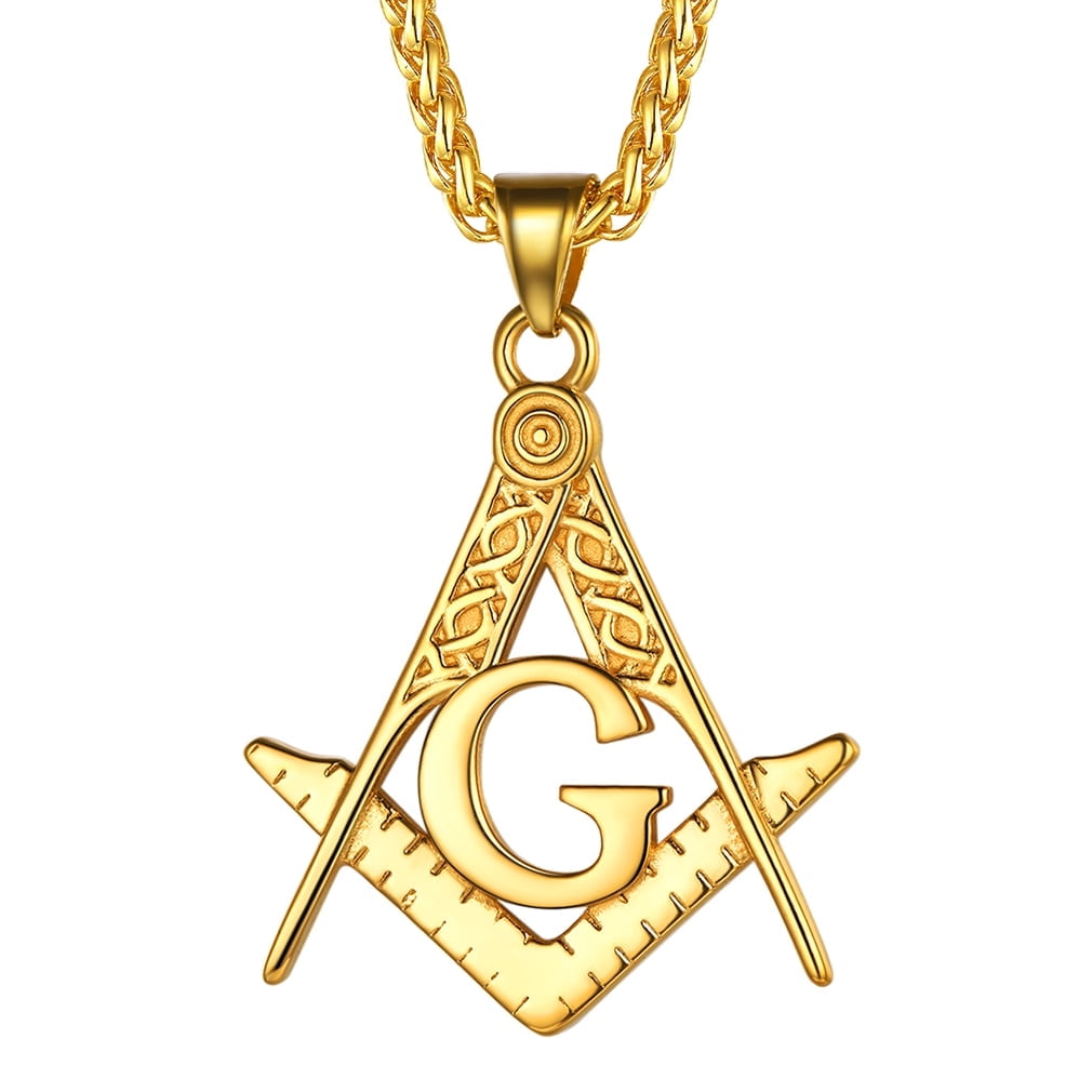 FaithHeart Masonic Chain Necklace, Freemason Compass Symbol Pendant ...