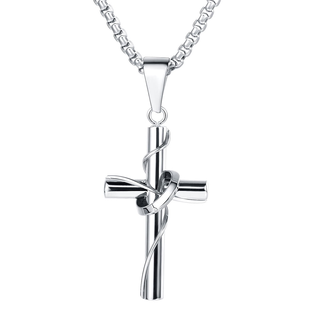 FaithHeart Men Cross Pendant Necklace for Women Stainless Steel ...