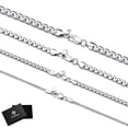 FaithHeart Men Necklace Silver Stainless Steel Flat Box Link Chain ...