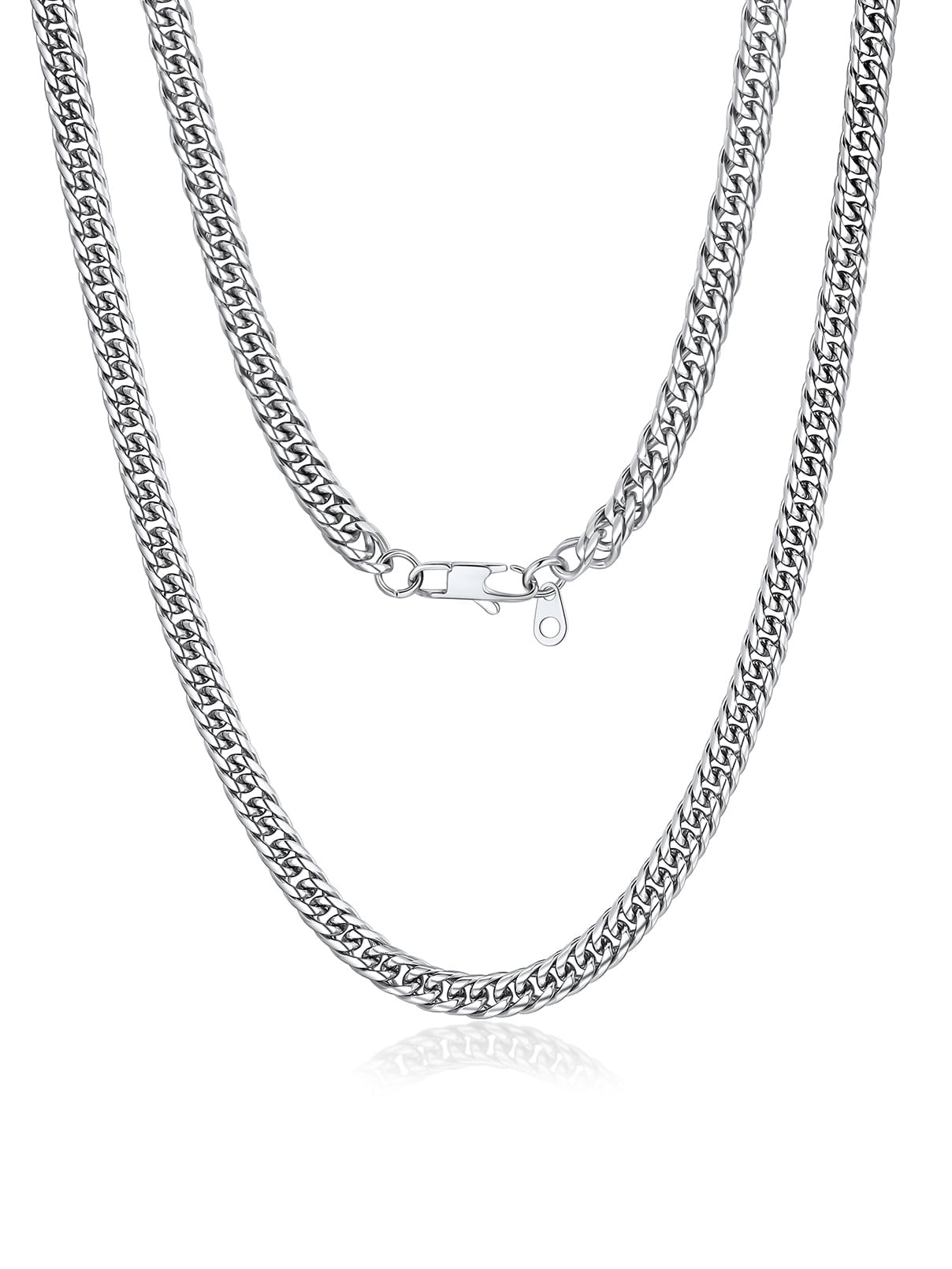 FaithHeart Miami Cuban Link Chain Necklace for Men Silver Stainless ...