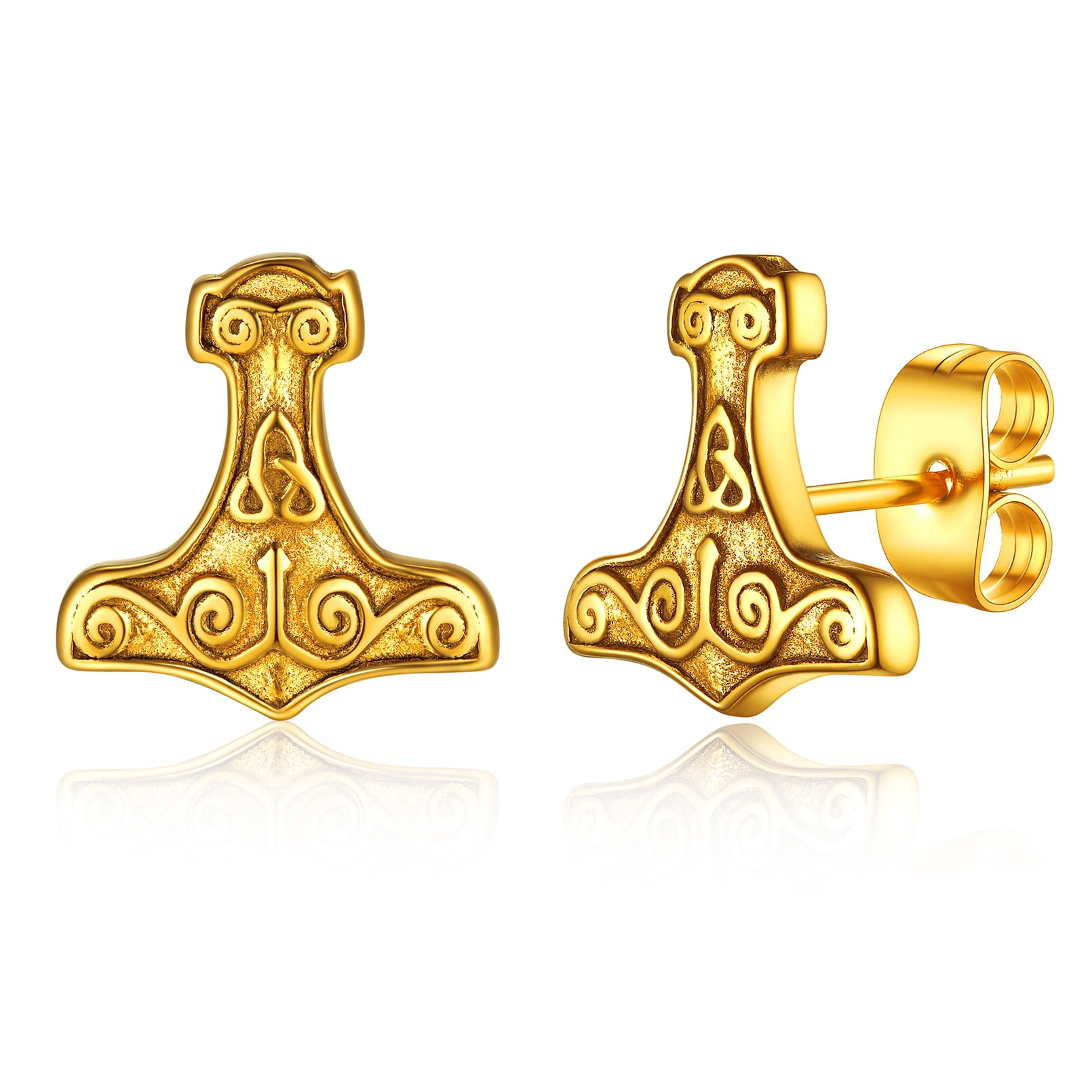 FaithHeart Mjolnir Thor's Hammer Stud Earrings for Male Female Punk ...