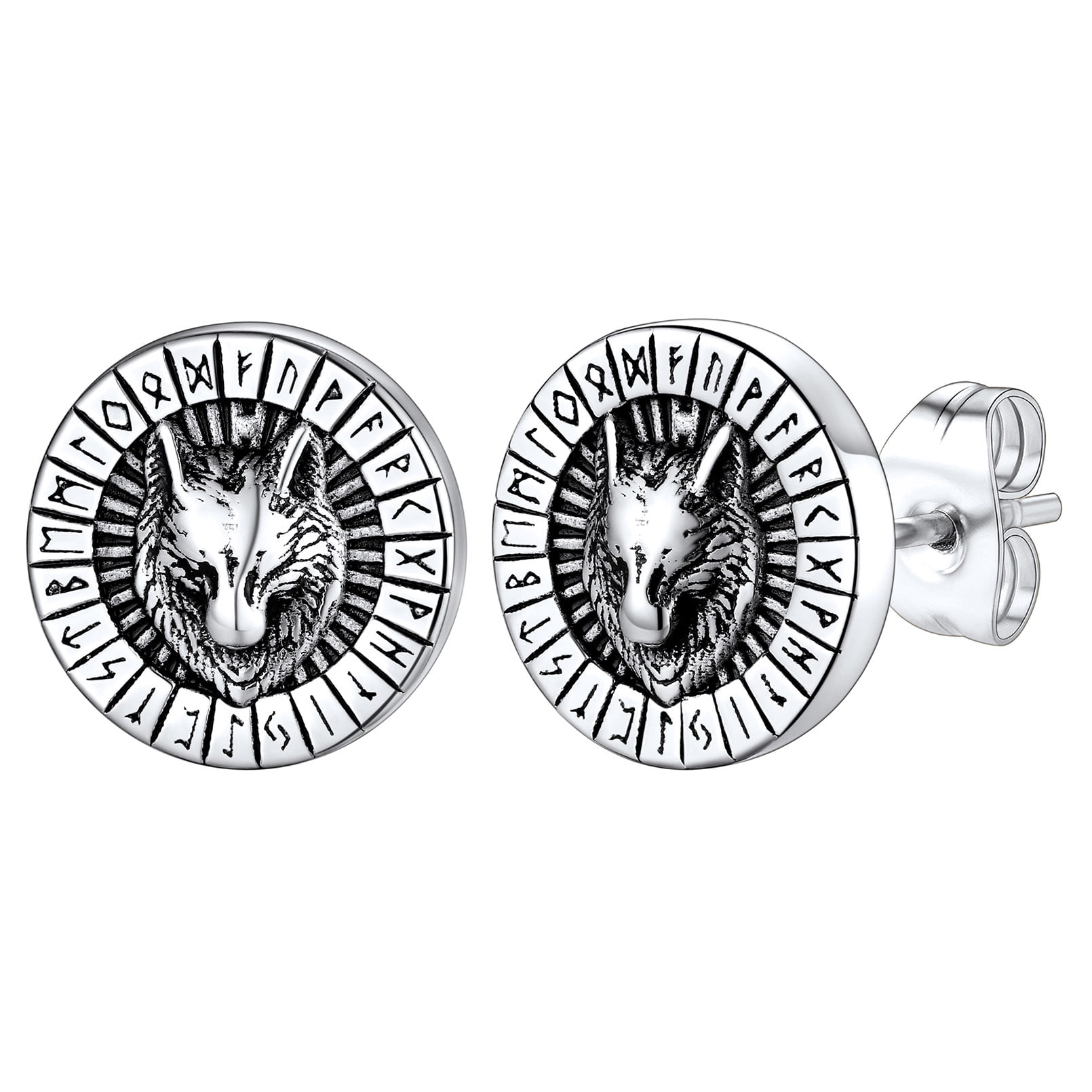FaithHeart Nordic Fenrir Wolf Stud Earrings for Men Women Stainless ...
