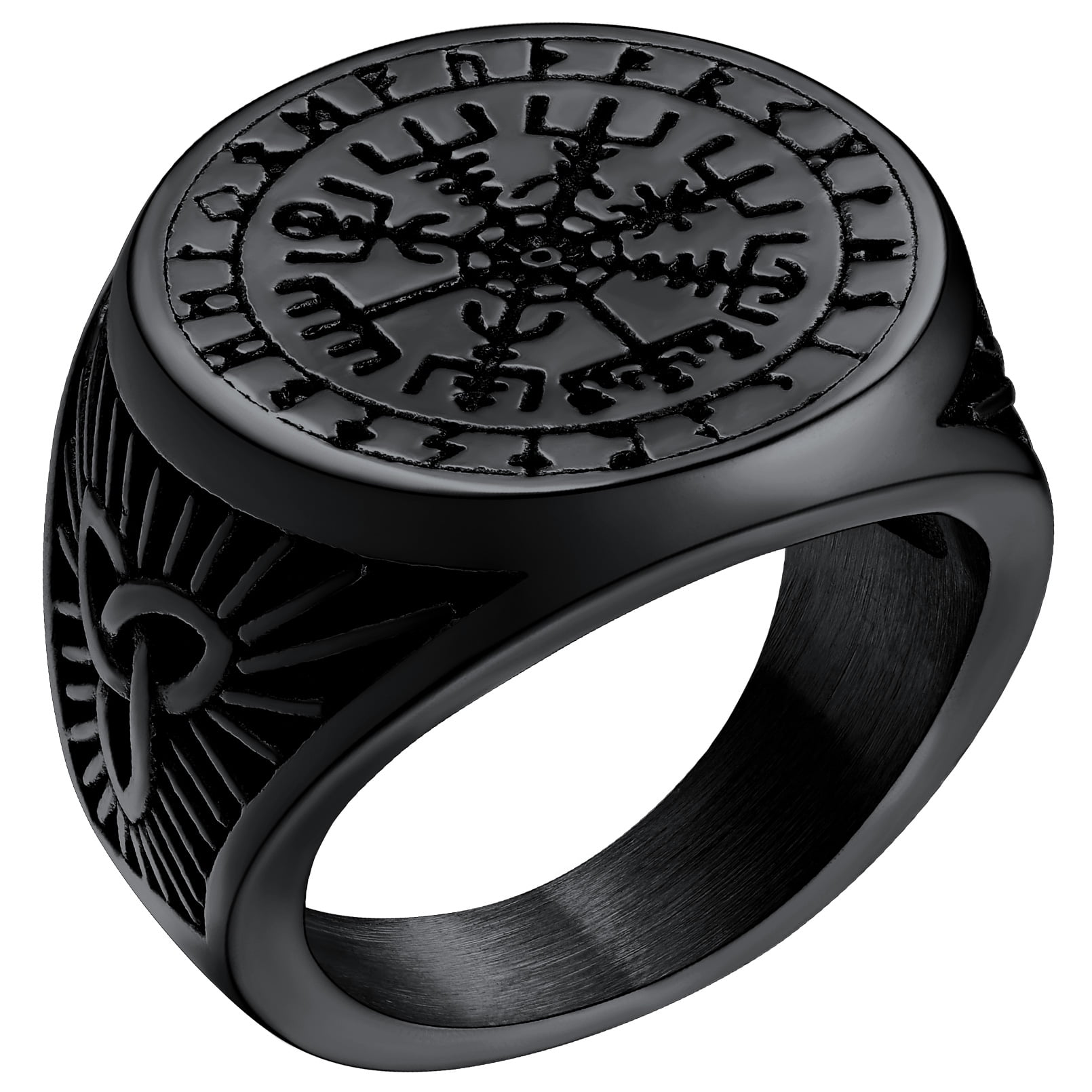 FaithHeart Nordic Viking Vegvisir Pirate Compass Ring for Men Solid ...