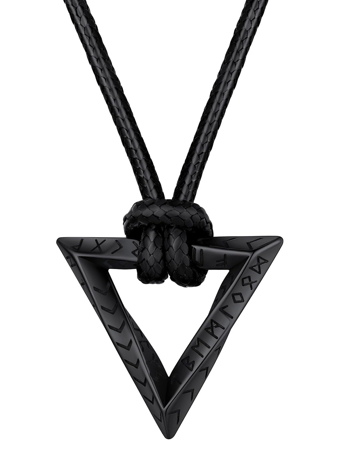 FaithHeart Norse Runes Triangle Ring Necklace for Men Stainless Steel ...