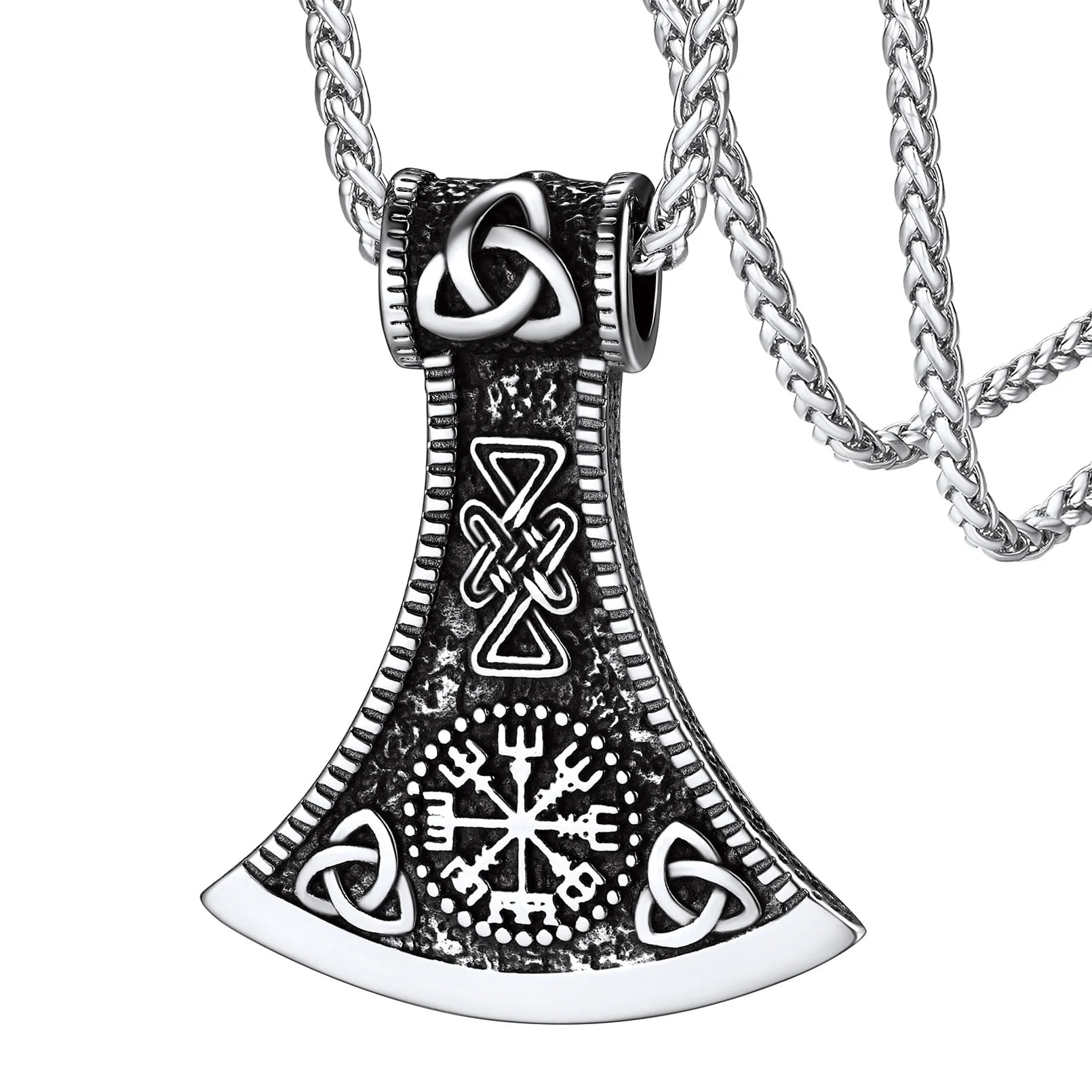 FaithHeart Norse Viking Battle Axe Necklace for Men Stainless Steel ...