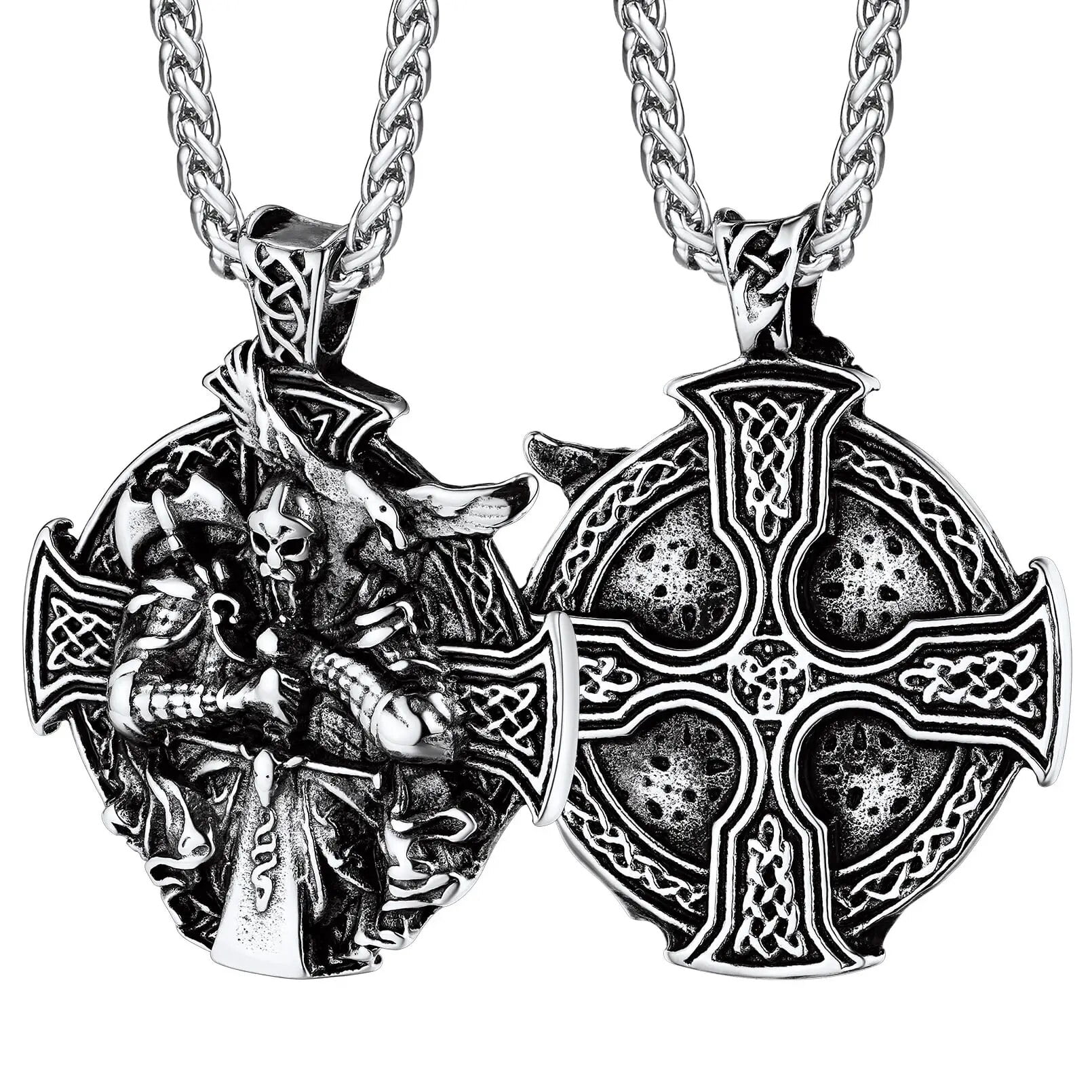 FaithHeart Viking Odin Warriors Necklace for Men Stainless Steel Norse ...