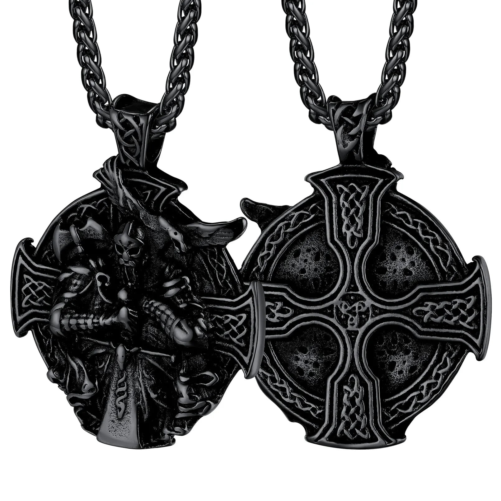 FaithHeart Viking Odin Warriors Necklace for Men Black Stainless Steel ...