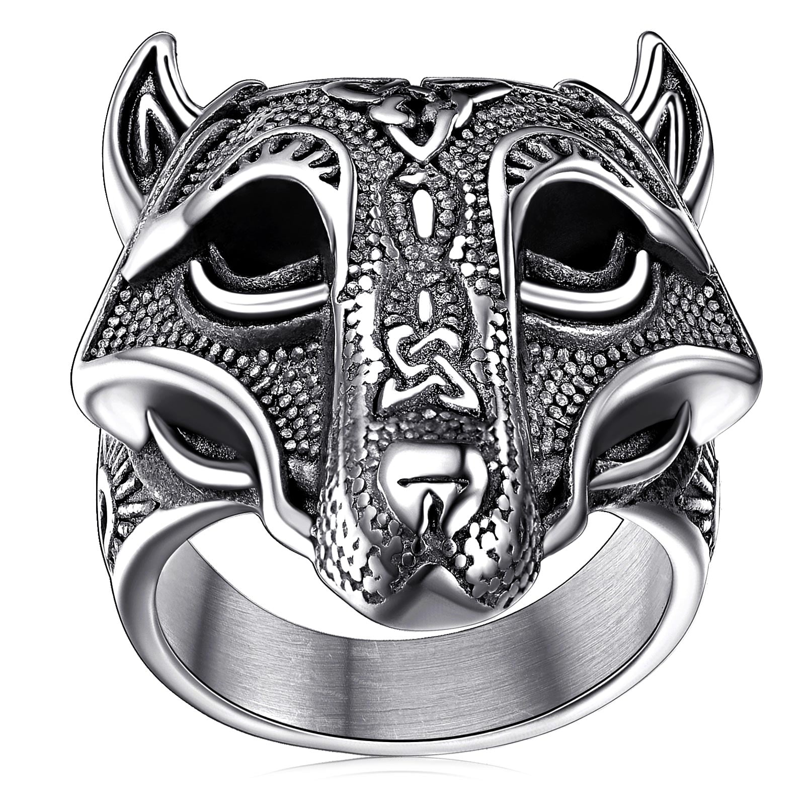 FaithHeart Norse Viking Wolf Head Rings for Men Fenrir Finger Thumb ...