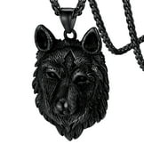 2pcs Men Retro Necklace Wolf Head Necklace Amulet Necklace Personalized ...