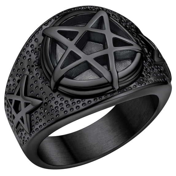 FaithHeart Pentacle Pentagram Ring for Men Statement Band Ring ...