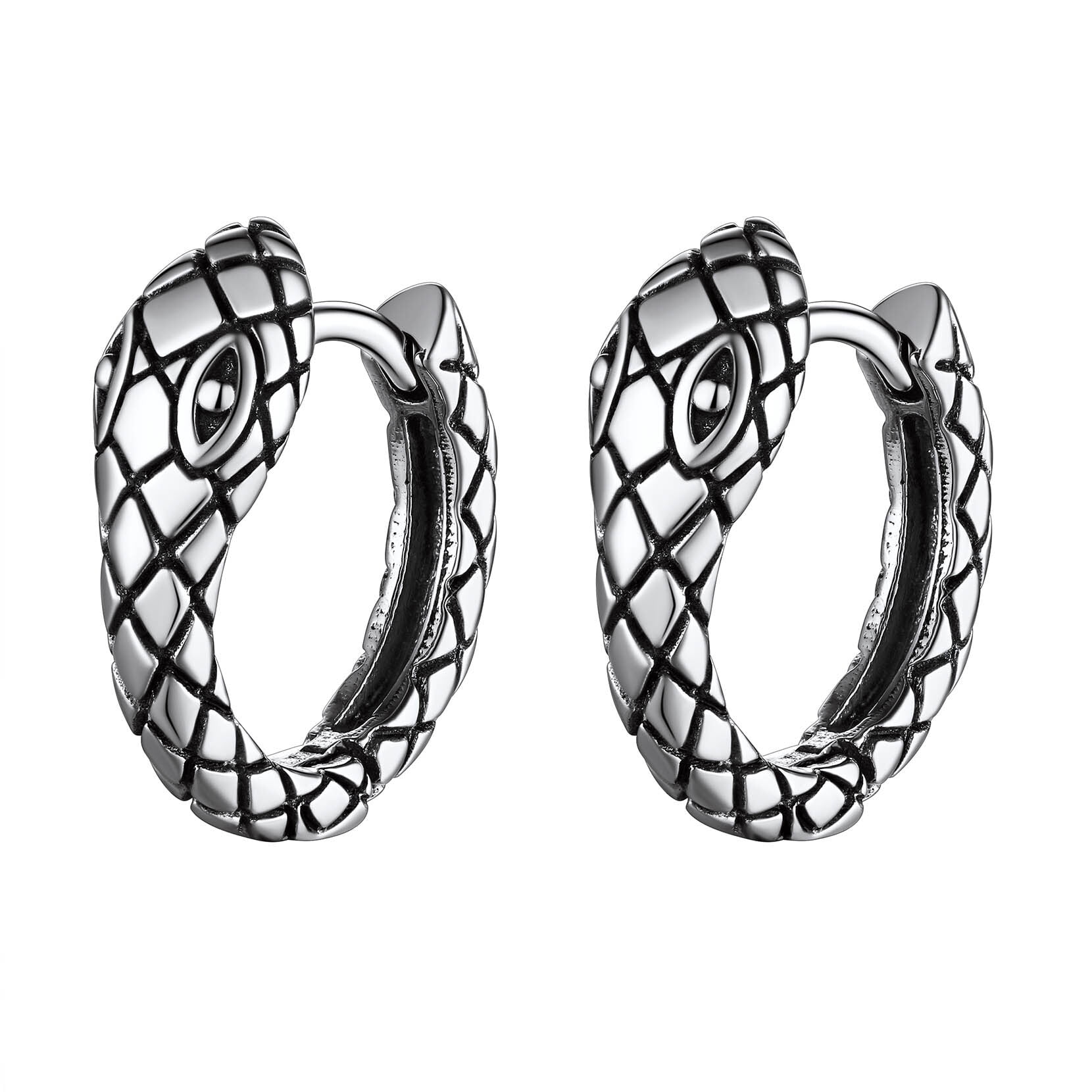 FaithHeart Python Snake Huggie Hoop Earrings for Women Men Stainless ...