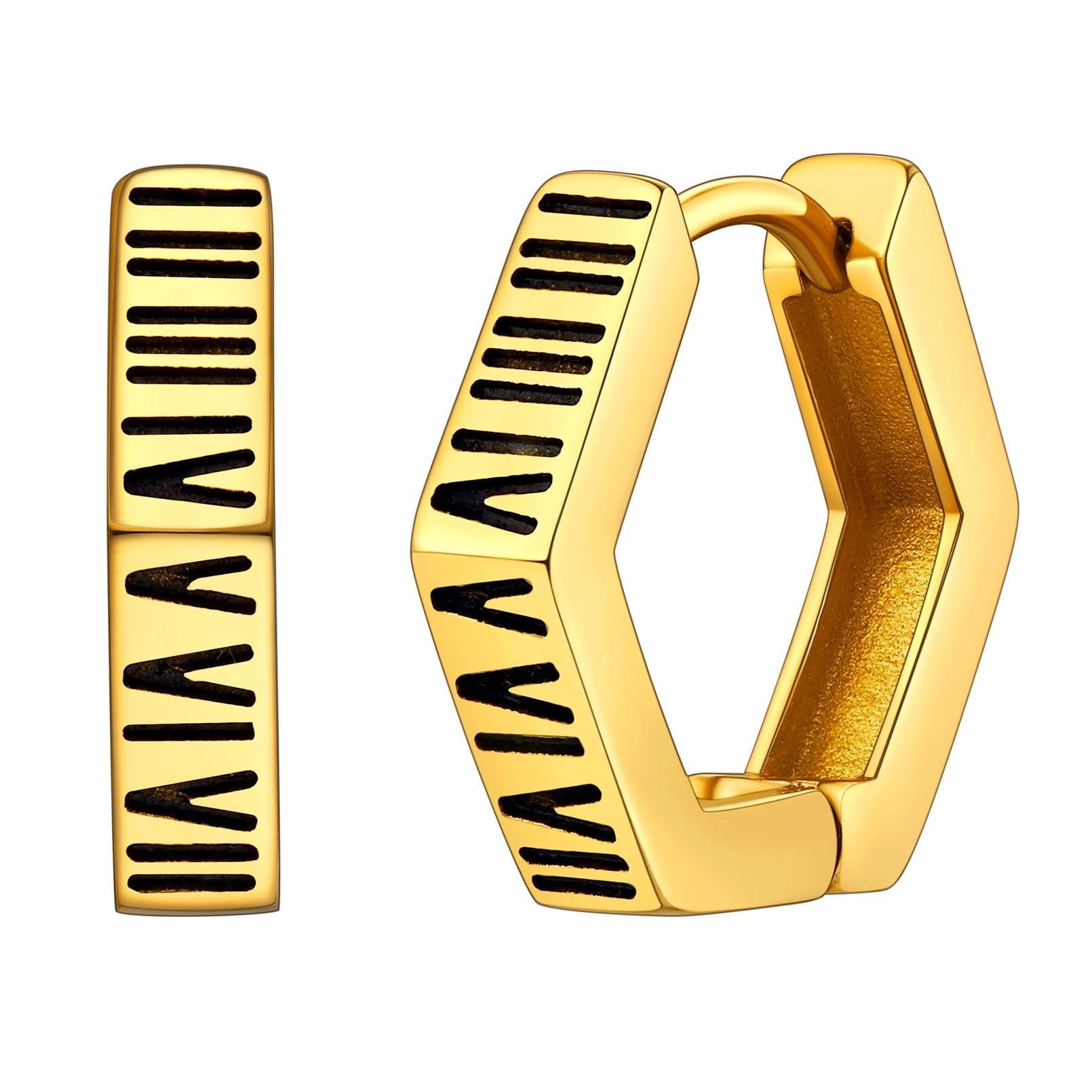 FaithHeart Roman Numerals Huggie Hoop Earrings for Men Women Gold ...