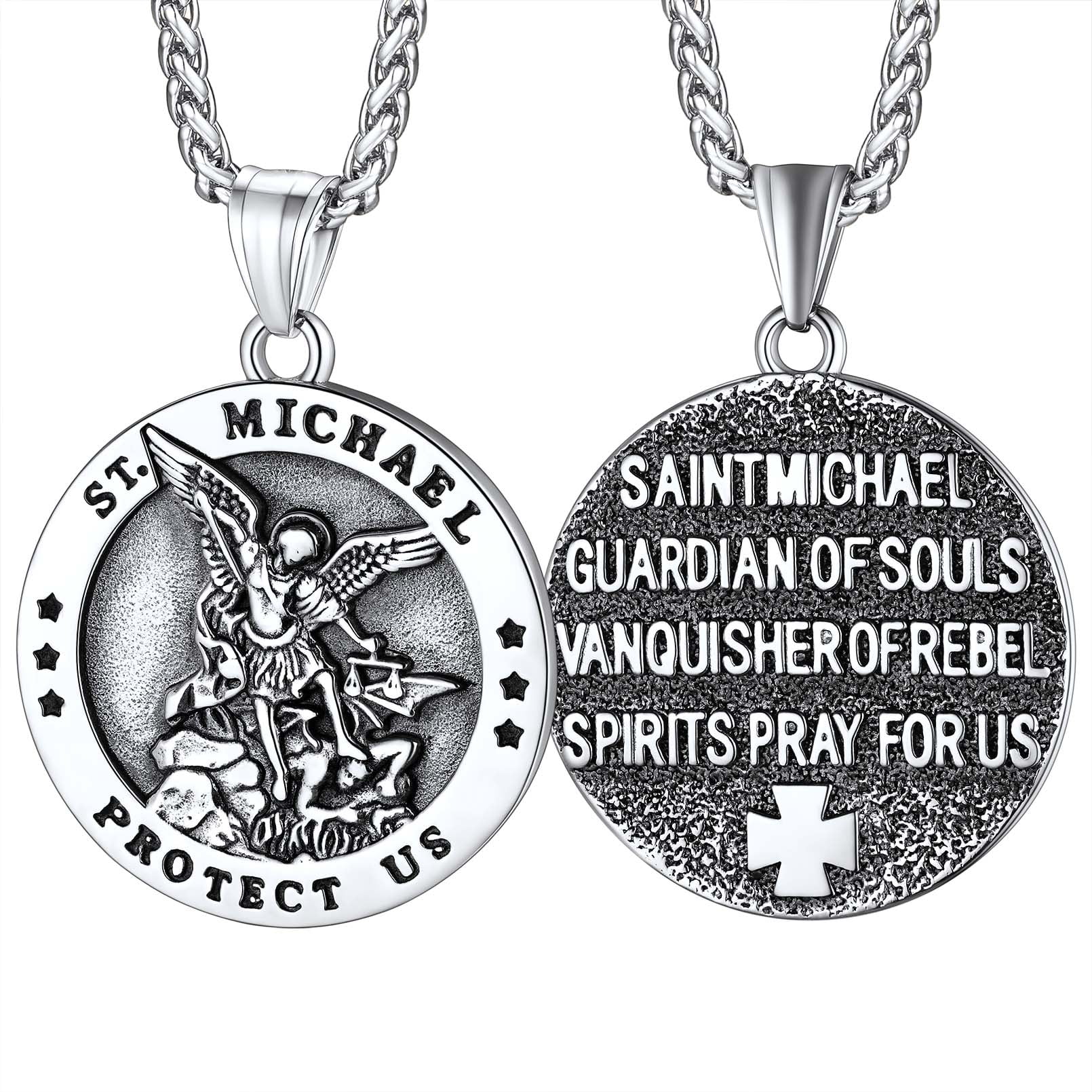 FaithHeart Saint Michael Archangel Necklace for Men Stainless Steel ...
