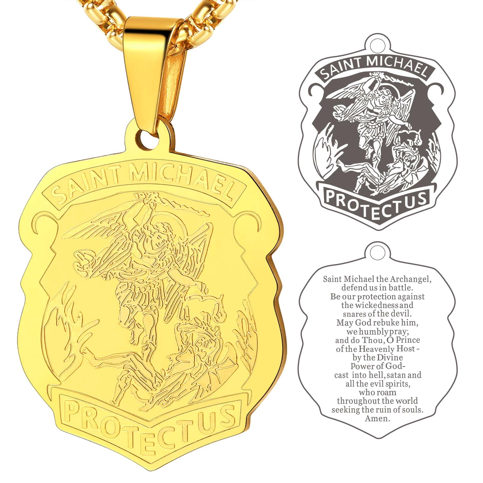 FaithHeart Saint Michael Necklace for Men Women The Archangel Medal ...