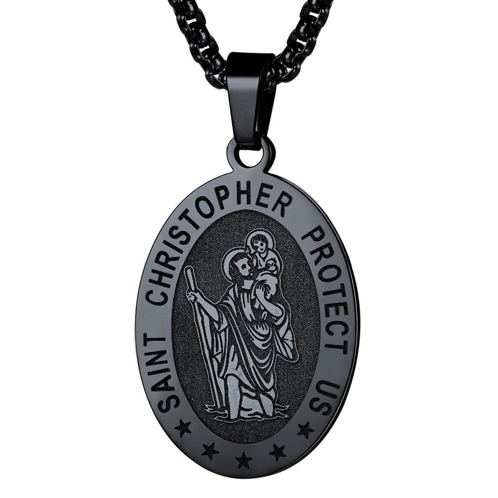 FaithHeart St. Christopher Stainless Steel Pendant Necklace, Religious ...