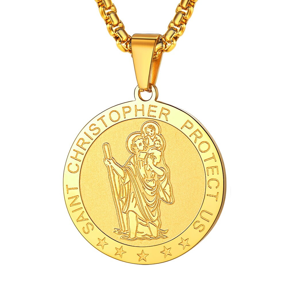FaithHeart St. Christopher Stainless Steel Pendant Necklace, Religious ...