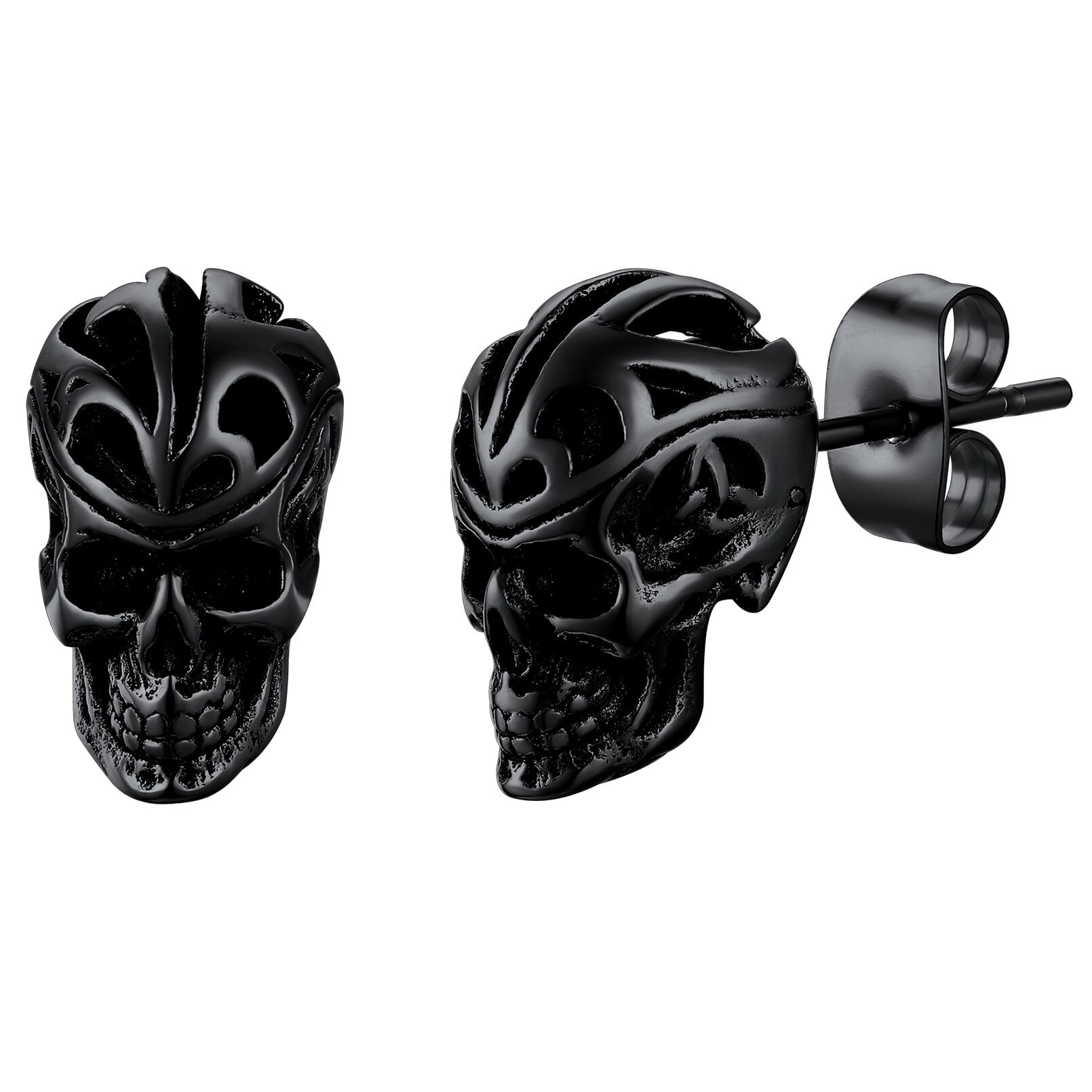 FaithHeart Skull Earrings for Men Stainless Steel Punk Stud Earrings ...
