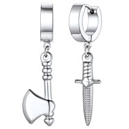 FaithHeart Skull Earrings, Gothic Stainless Steel, Huggie Hoop Earrings ...