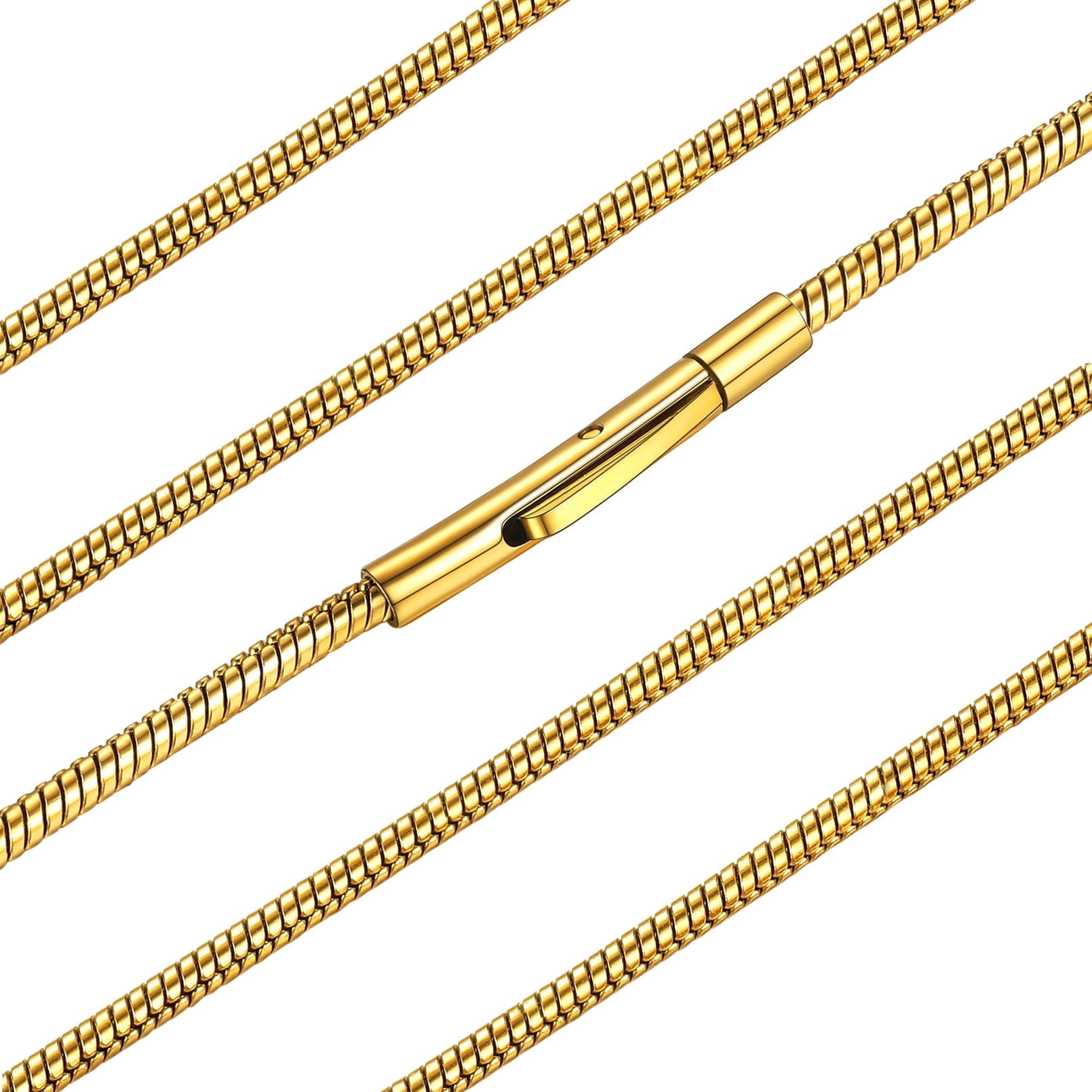 FaithHeart Gold Snake Chain Necklace for Men Women Sturdy Waterproof ...