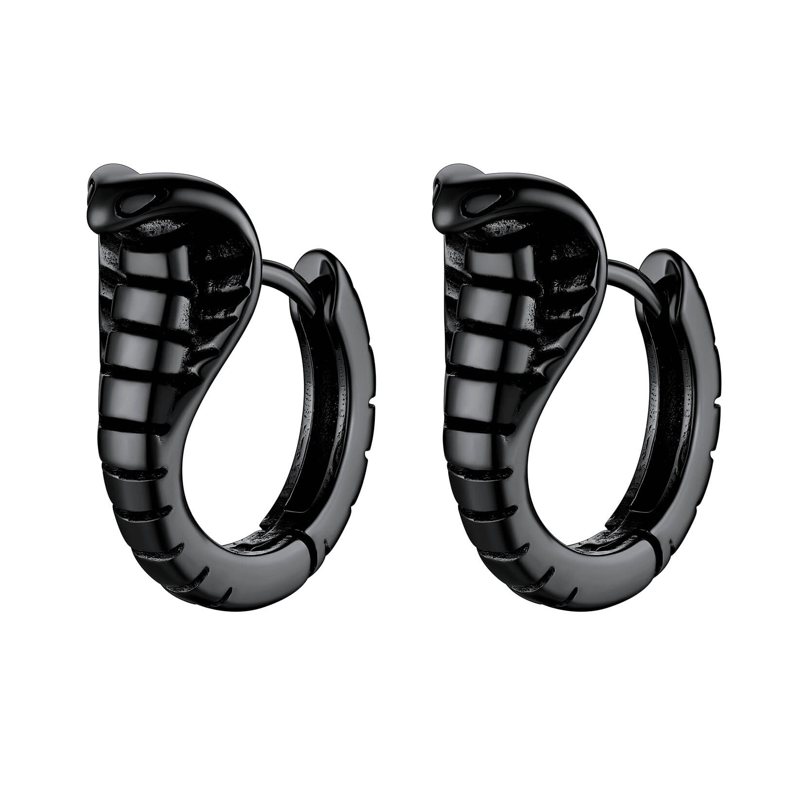 FaithHeart Snake Hoop Earrings, Hypoallergenic Black Stainless Steel ...