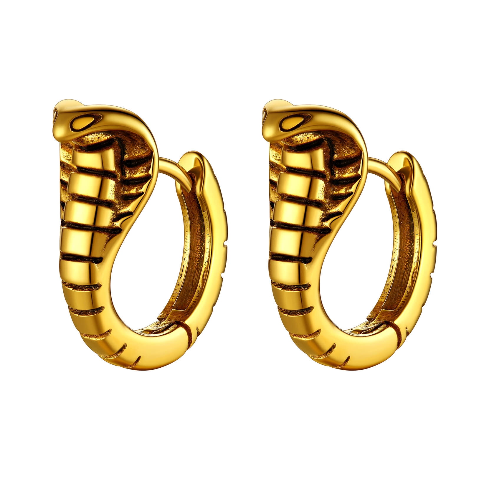 FaithHeart Snake Hoop Earrings for Women Men Gold Plated Cobra Snake ...