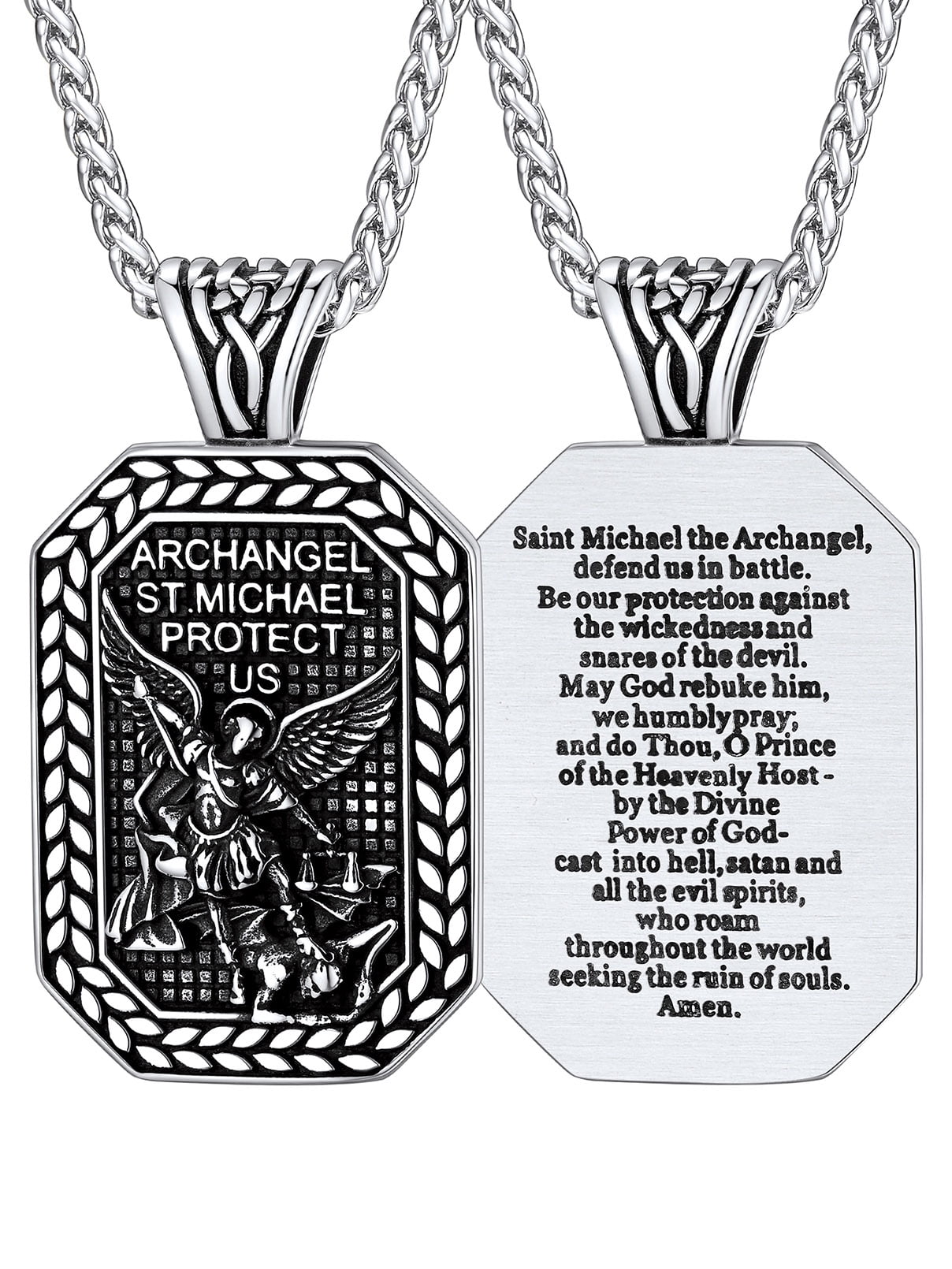 FaithHeart St Michael Archangel Necklace for Men Stainless Steel Gold ...