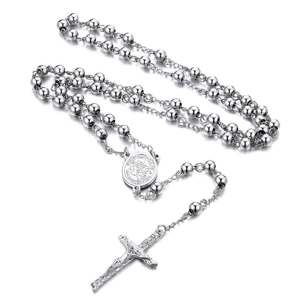 FaithHeart St Michael the Archangel Rosary Necklace for Men Catholic ...