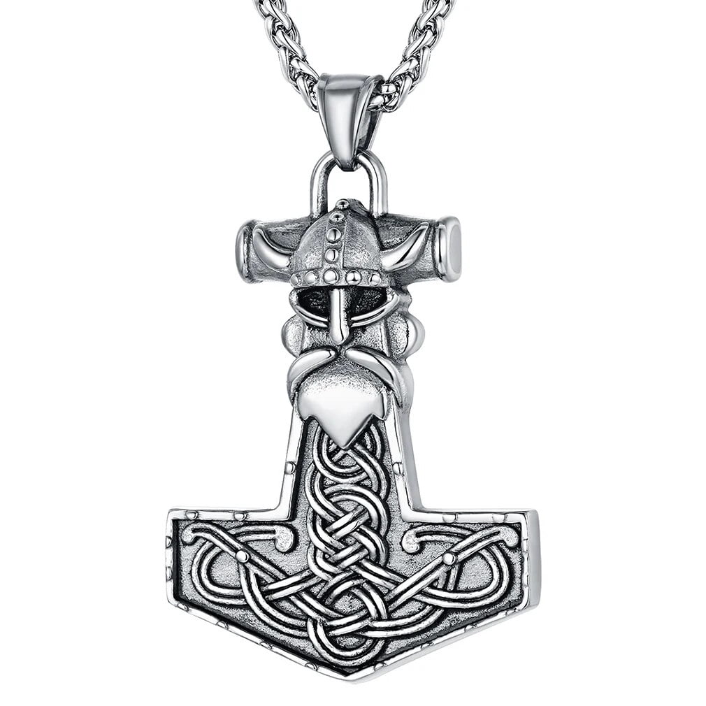 FaithHeart Thors Hammer Odin Necklace for Men Viking Jewelry Norse ...