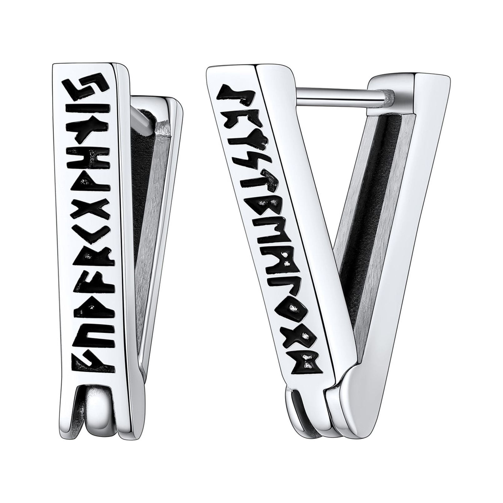 FaithHeart Viking Rune Huggie Earrings for Men Punk Triangle Ear Ear ...