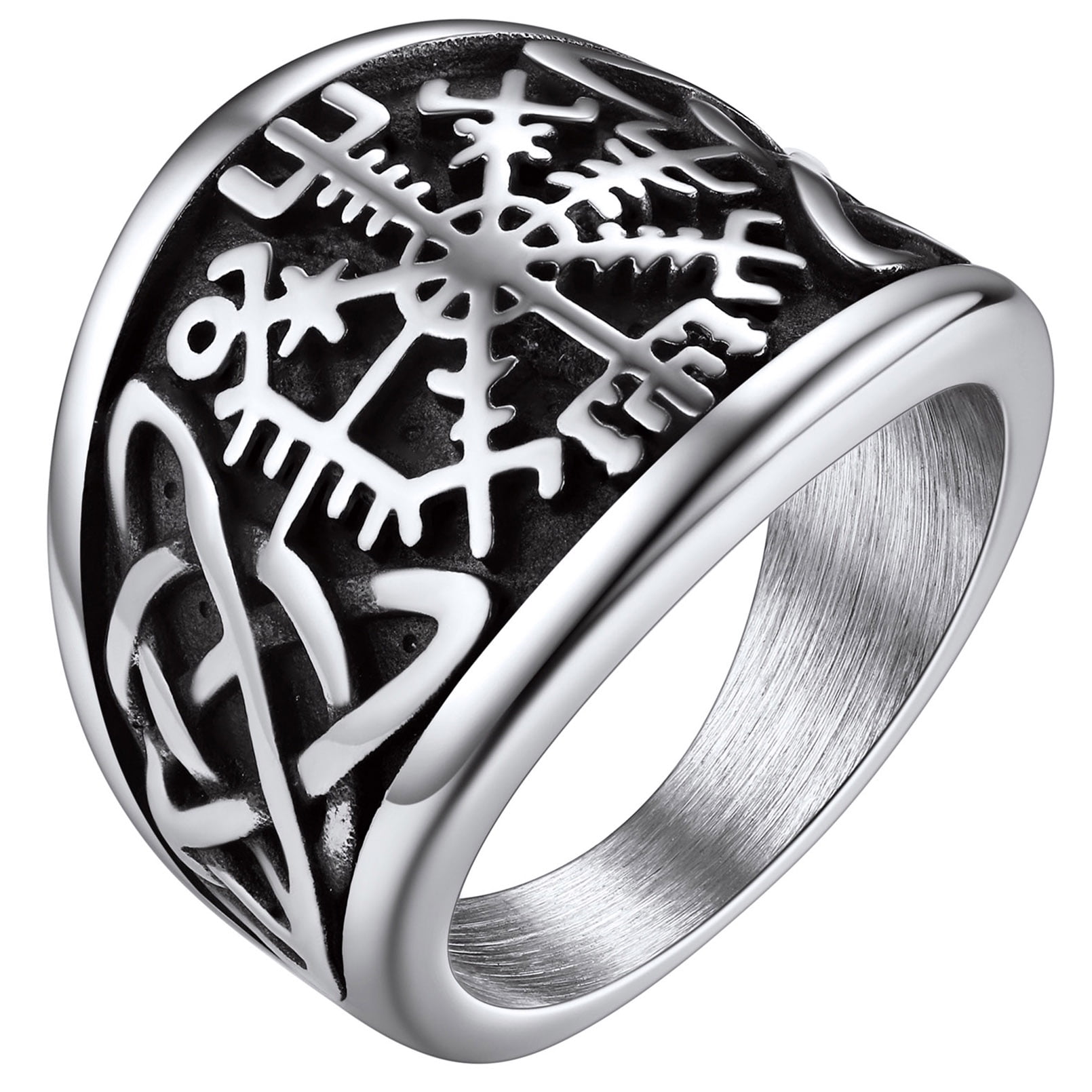 FaithHeart Viking Vegvisir Pirate Compass Thumb Ring for Men Stainless ...