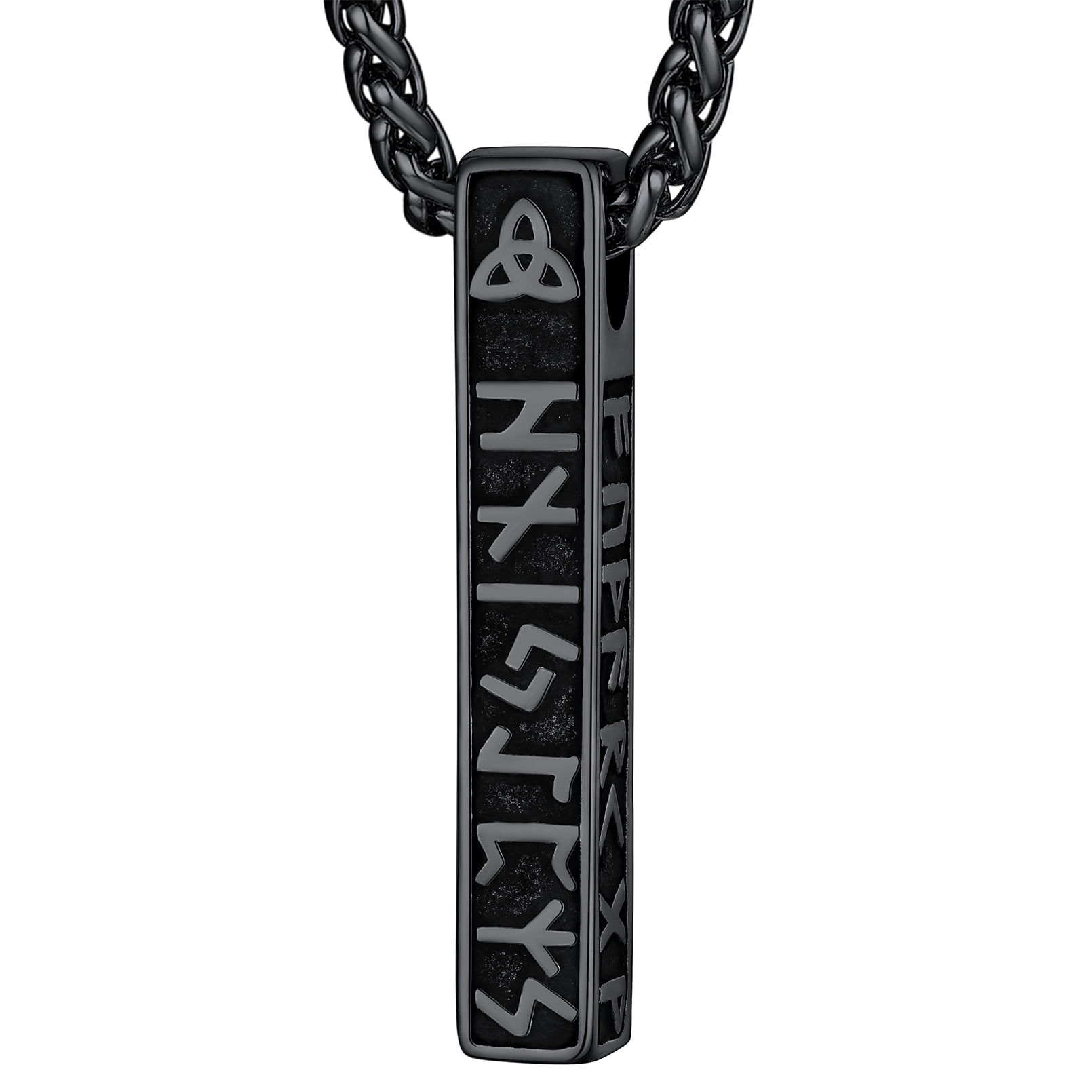 FaithHeart Men's Viking Rune Necklace, Vertical Bar Pendant, Adjustable ...