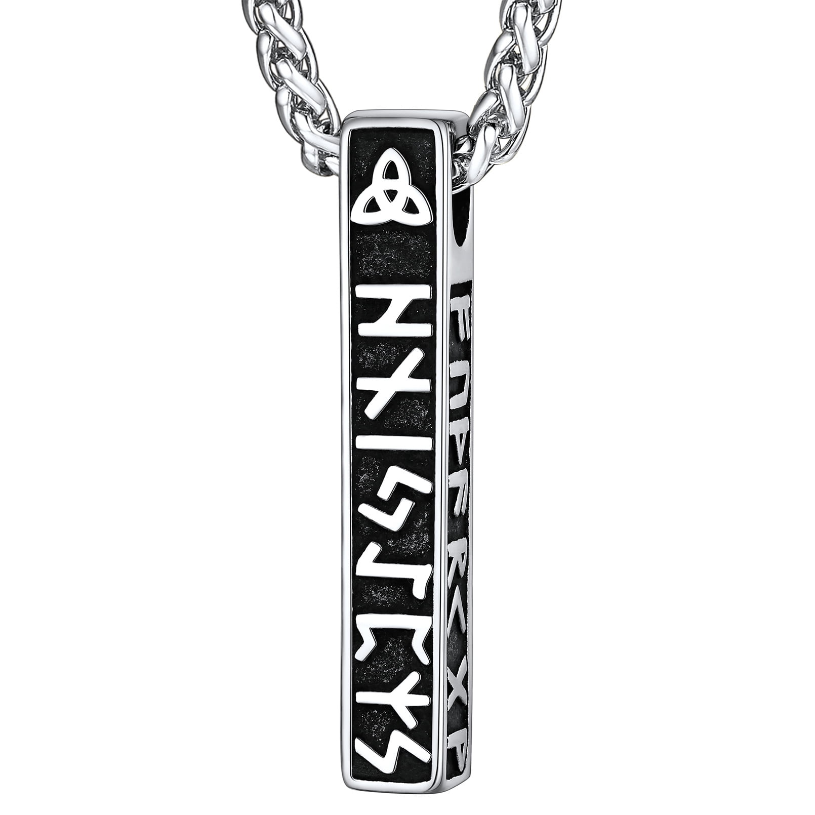 FaithHeart Viking Vertical Bar Rune Necklace for Men Stainless Steel ...