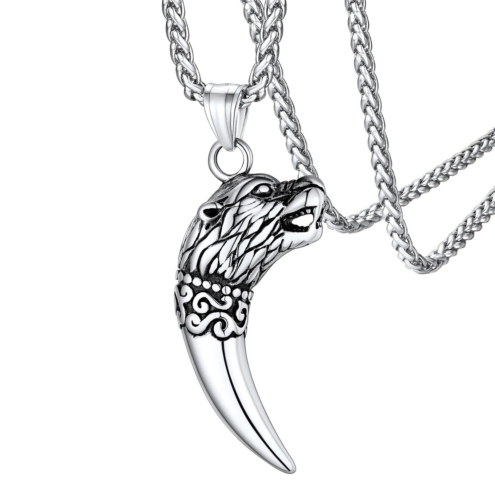 FaithHeart Wolf Tooth Necklace for Men Punk Tribal Fang Totem Amulet ...