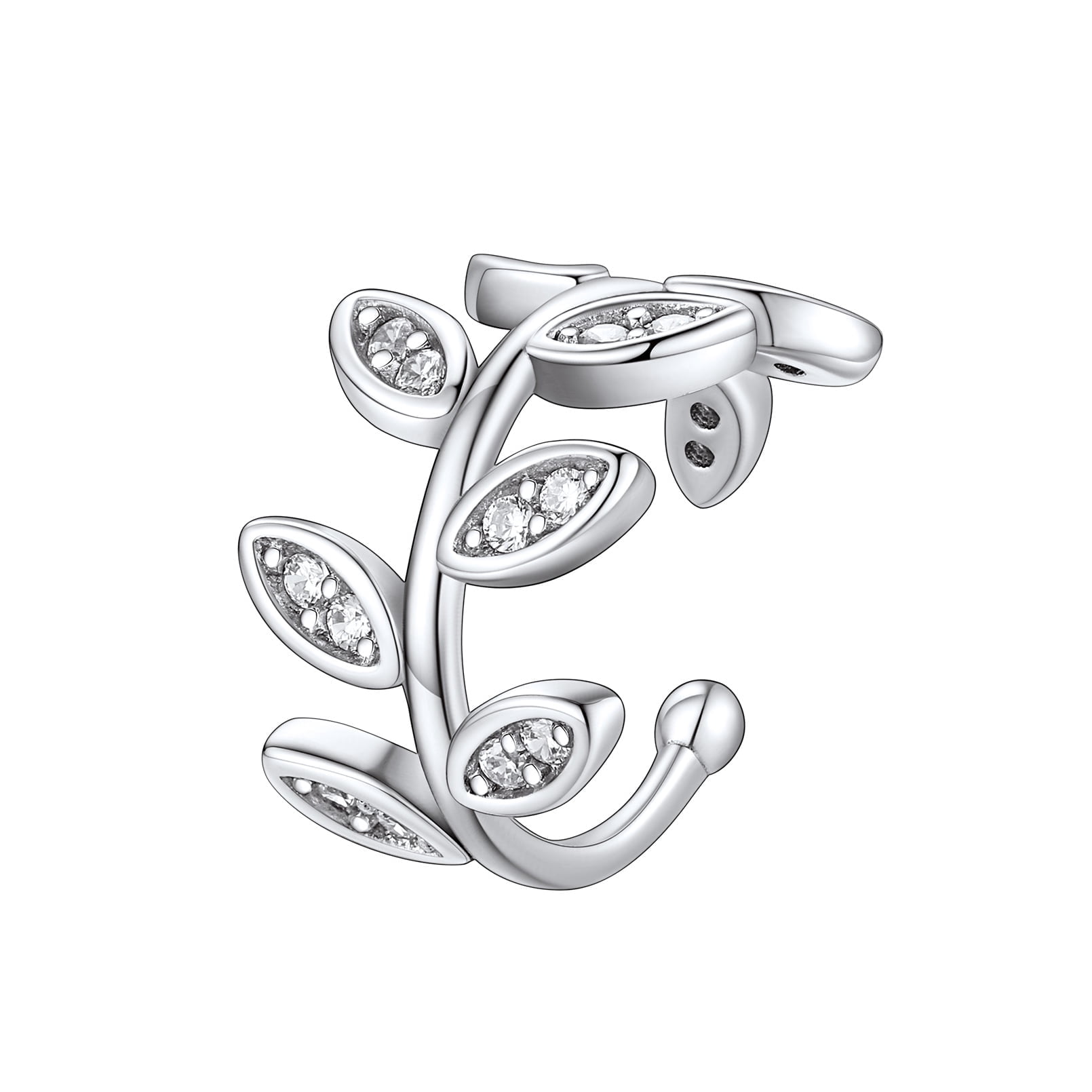 FaithHeart Women's Leaf Ear Cuff S925 Sterling Silver Clip on Earring ...