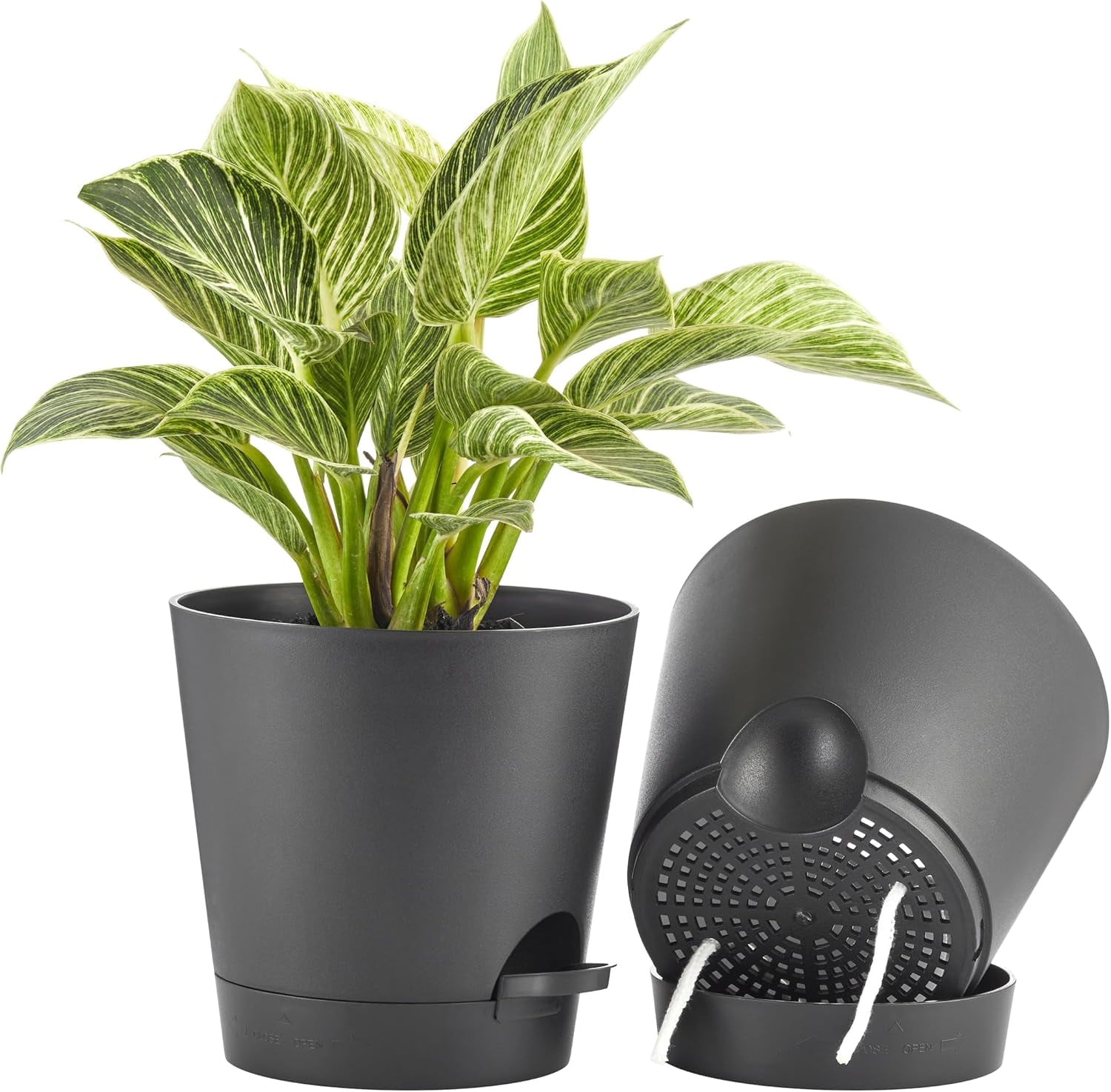 FaithLand 2-Pack 8 Inch Planter Pots for Indoor Outdoor Plants, Self ...