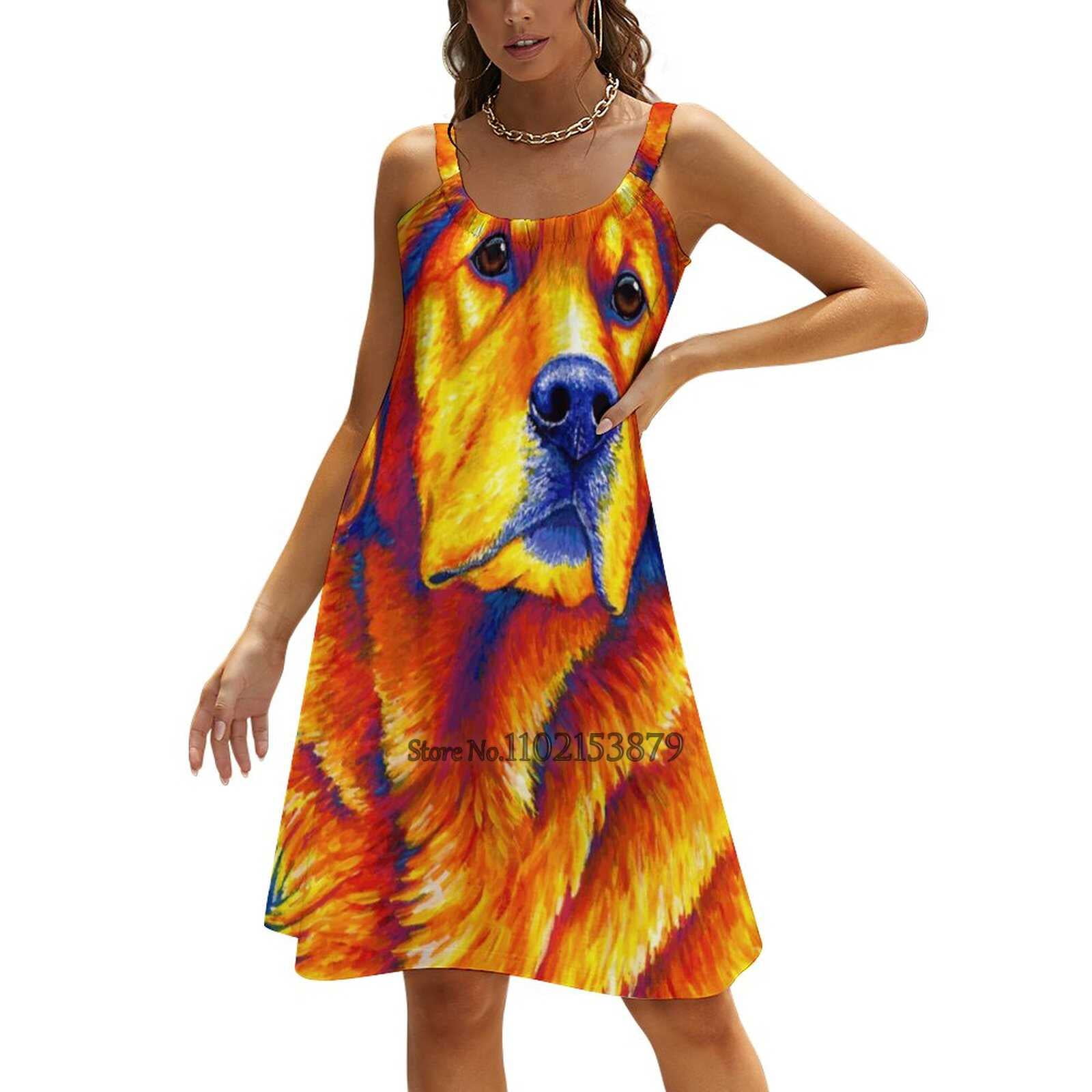 Faithful Friend - Colorful Golden Retriever Dog Back Lacing Backless ...