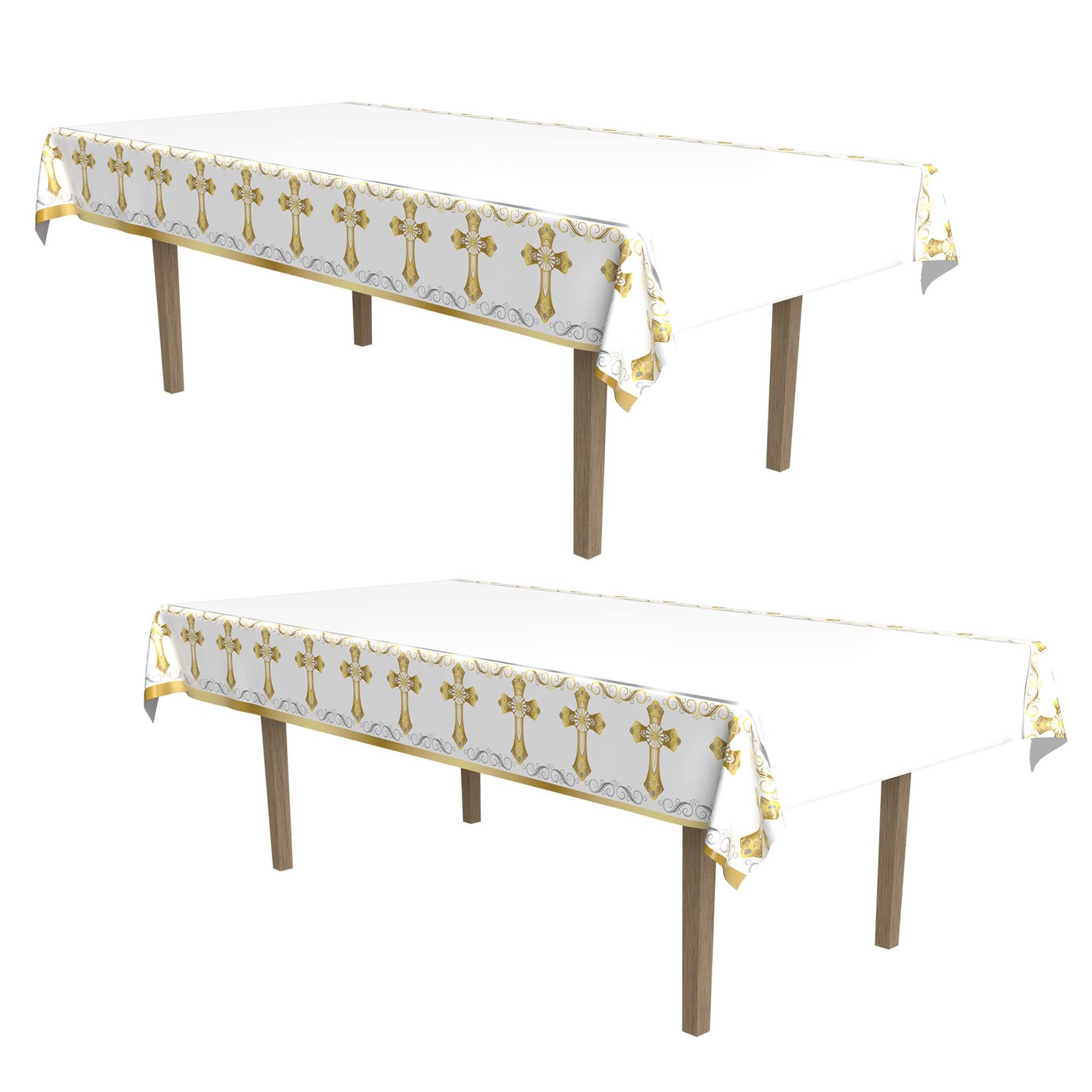 Faithful Gatherings Table Covers - Set of 2 Rectangular Plastic Cloths ...