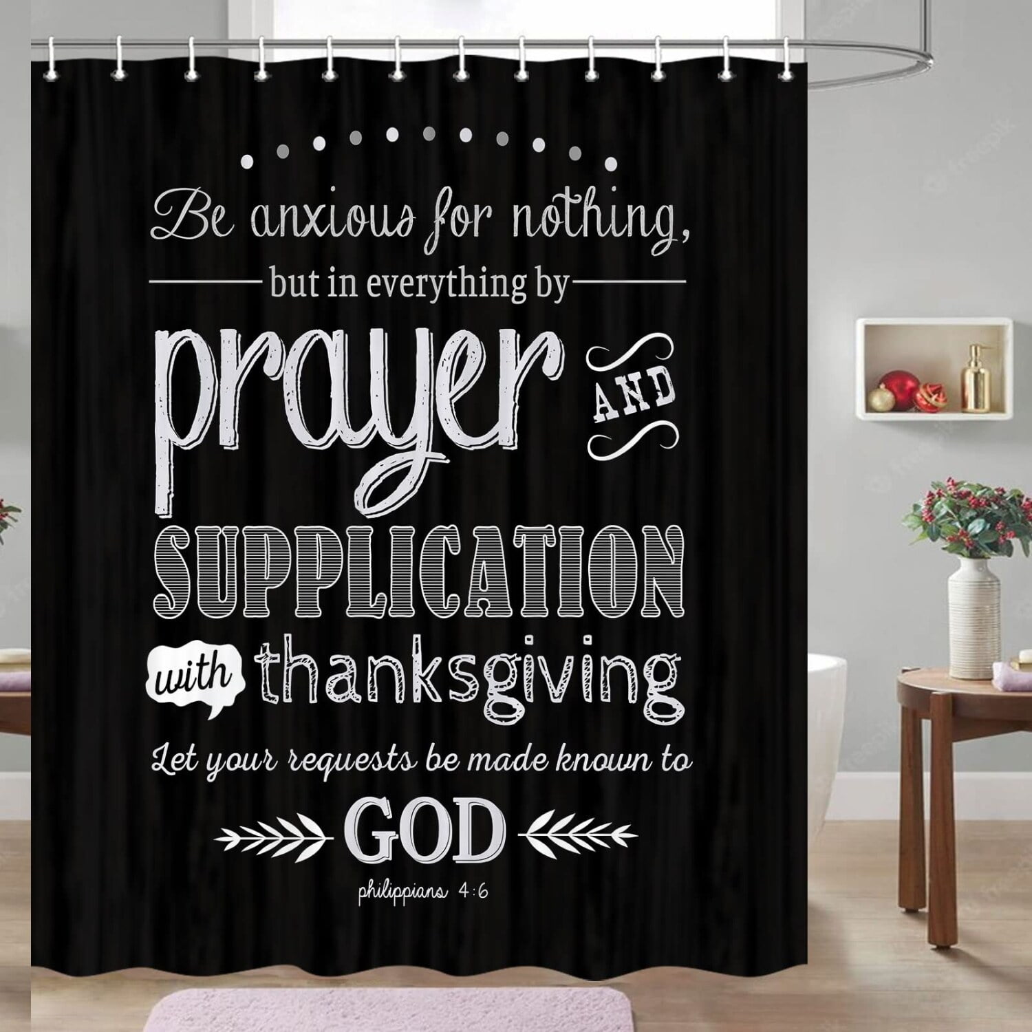 Faithful Inspirations Vintage Bible Verse Shower Curtain Set - 70 in ...