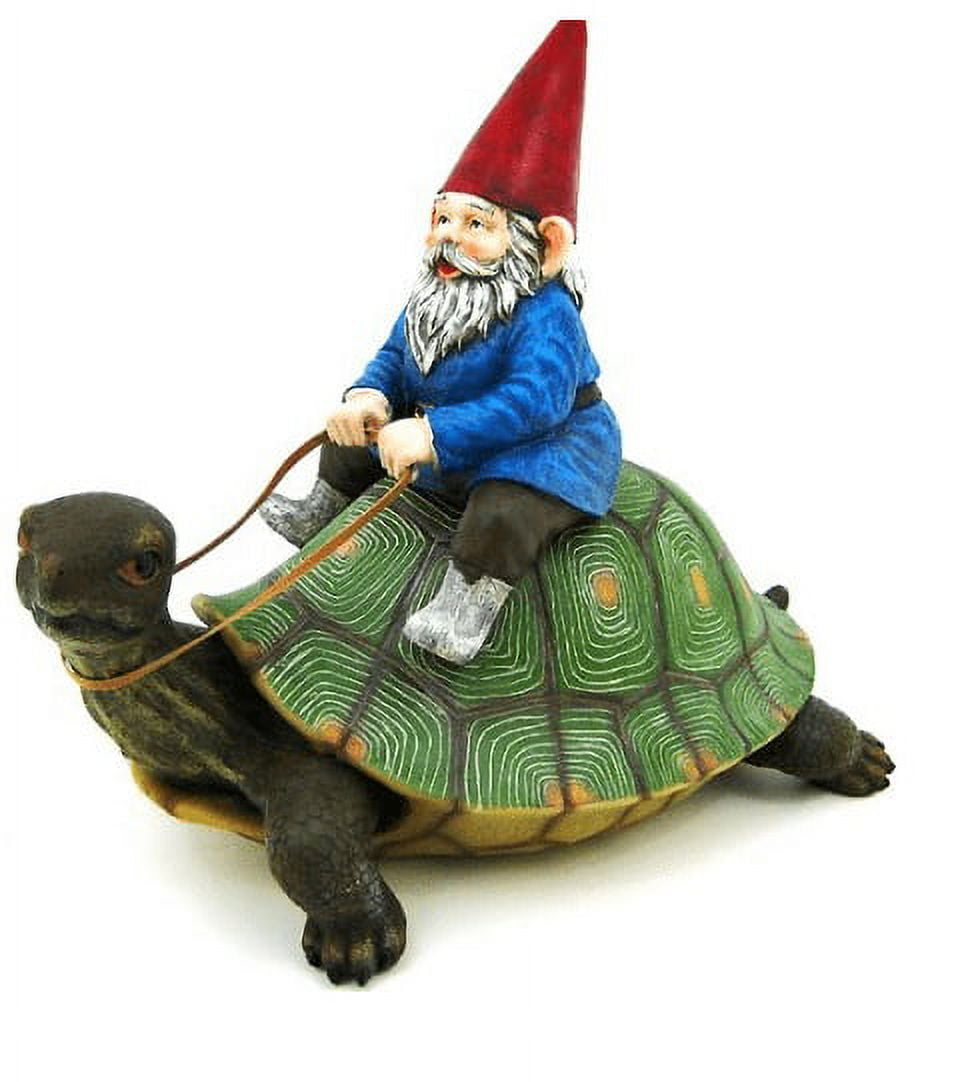 Faithful Steed Gnome Riding A Turtle Garden Statue, Yard Art Outdoor ...