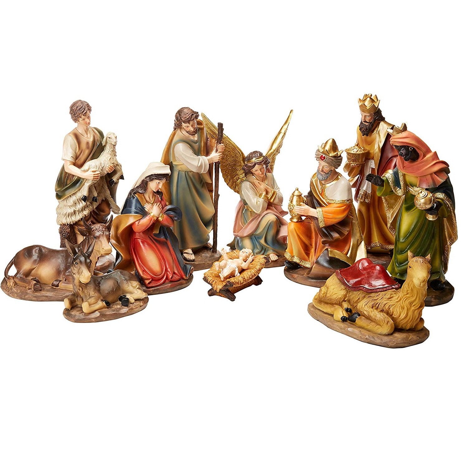 Faithful Treasure 12-Inch Tall 11-Piece Large Nativity Scene Set for ...