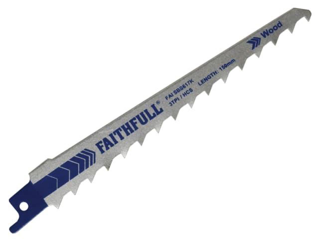 Faithfull - S617K Sabre Saw Blade Wood 150mm 3 TPI (Pack of 5 ...