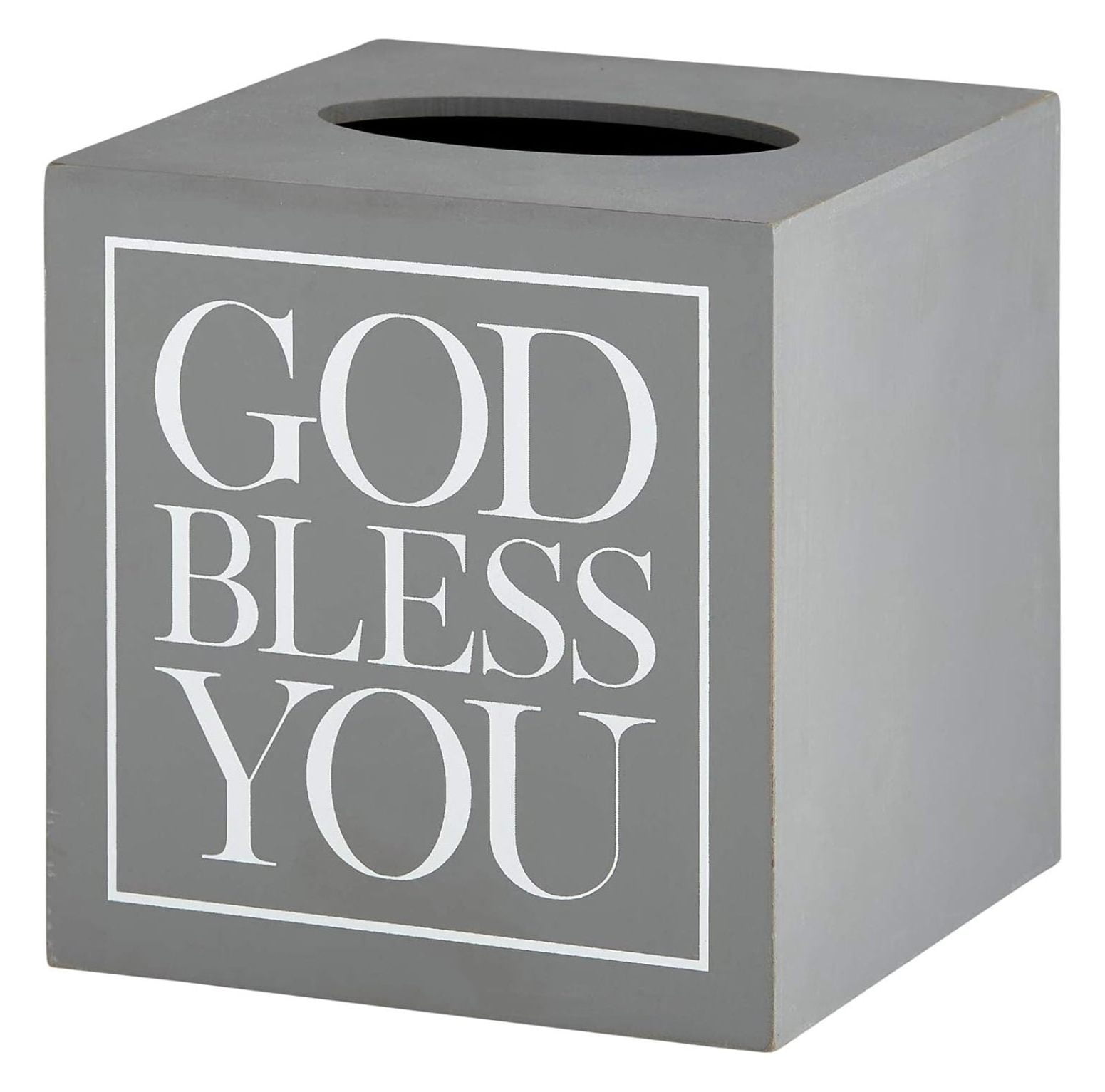 Faithworks - God Bless You Wooden Tissue Box Cover, Small, Grey ...