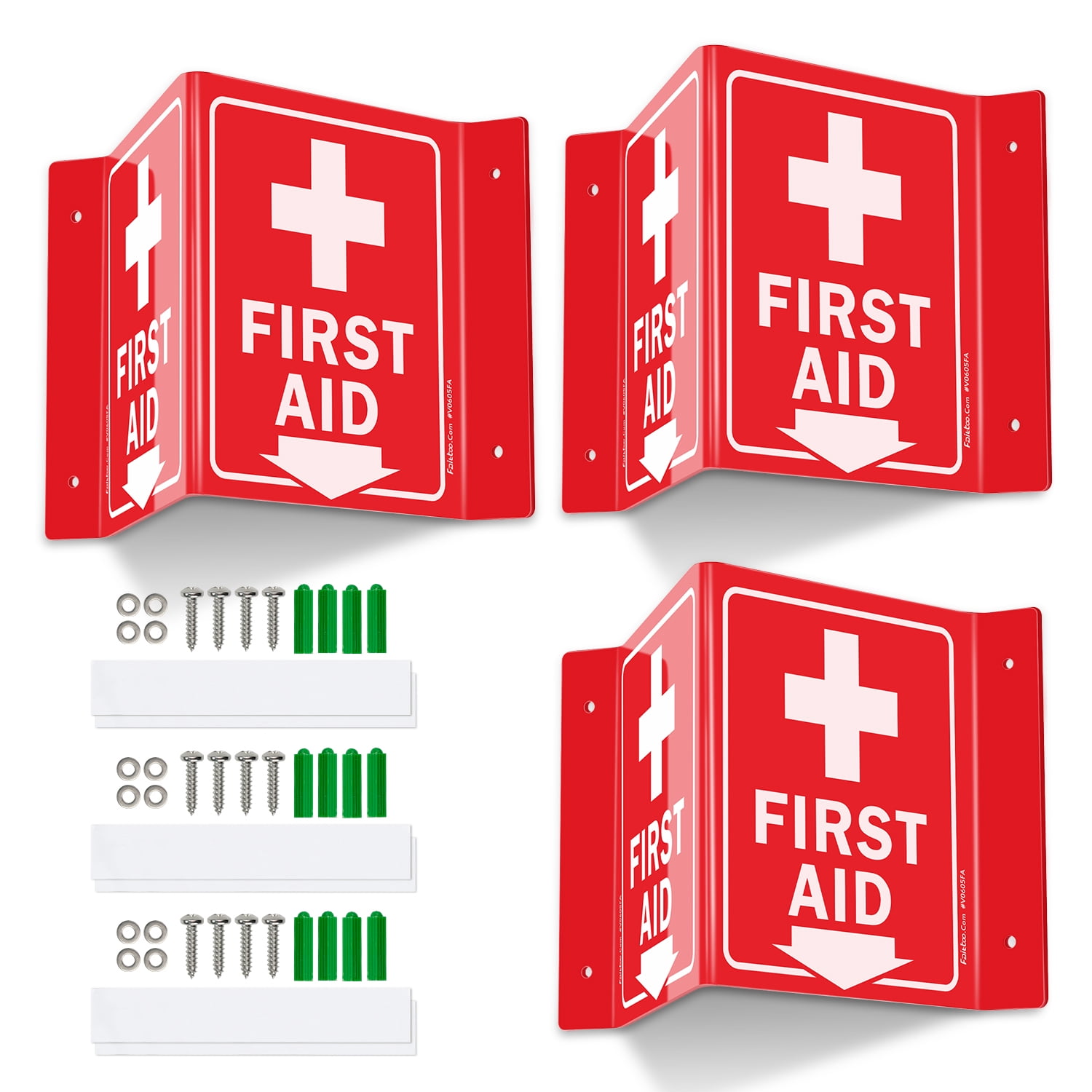 Faittoo First Aid Sign, 3 Pack First Aid with Cross Symbol - 6 x 8 ...