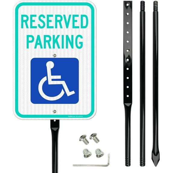 Faittoo Large Reserved Parking Sign with 54" Metal Thick Stake, 17"x12 ...