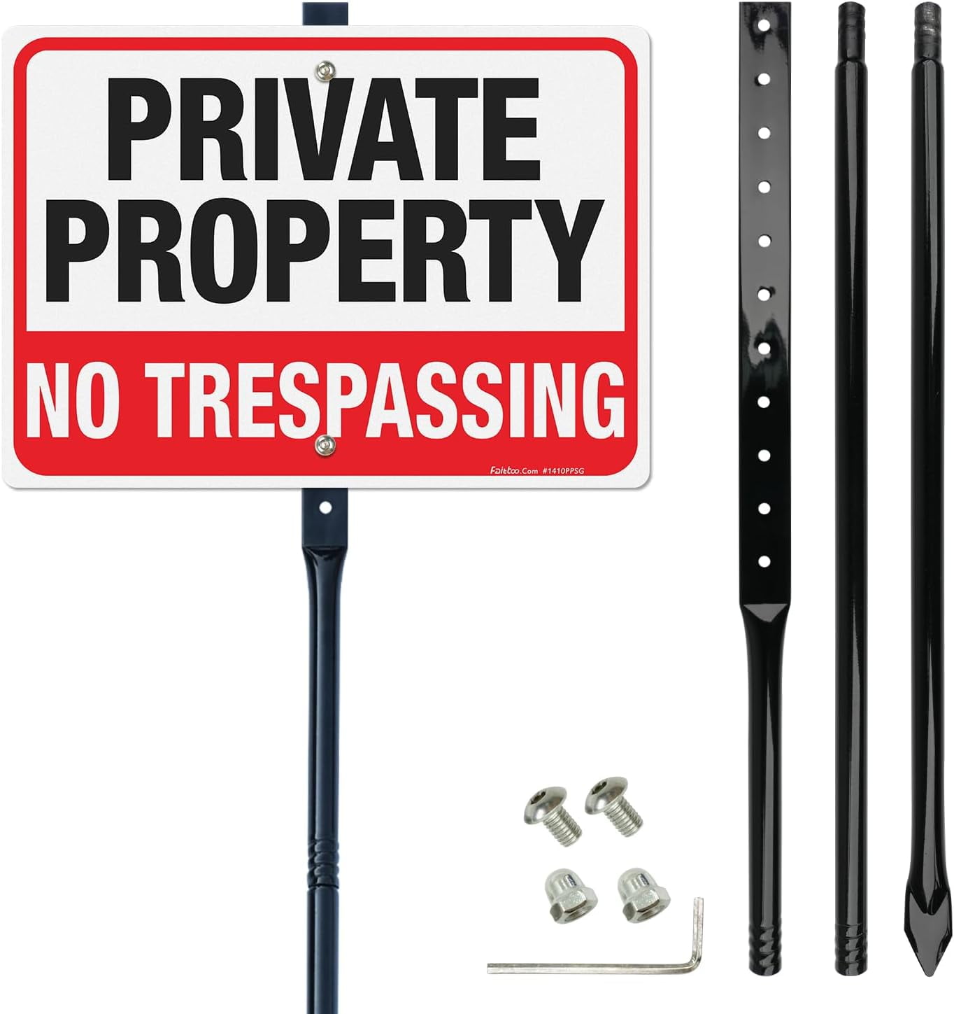 Faittoo Large No Trespassing Sign Private Property with 54" Metal Thick ...