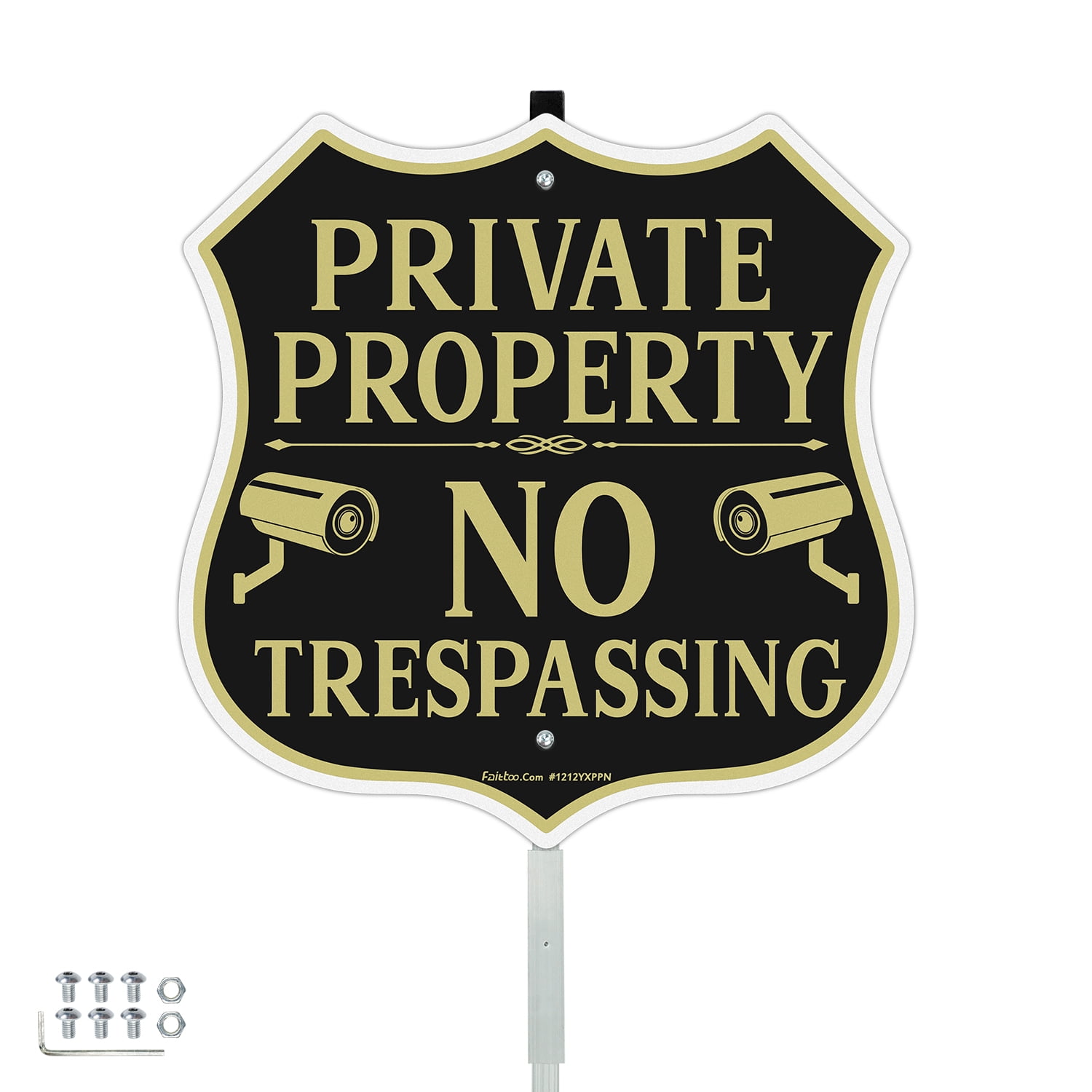 Faittoo No Trespassing Sign Private Property with 42" Stake, 12"x12 ...