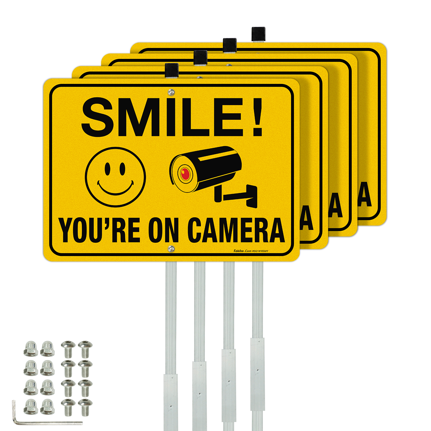 Smile You'Re On Camera Sign, Camera Sign, 10x7 Aluminum - Walmart.com