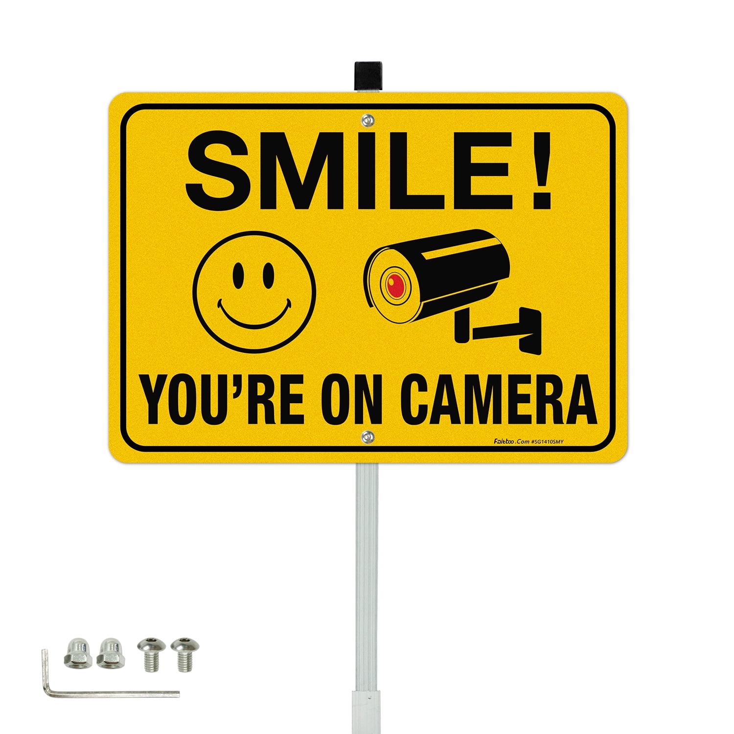 Faittoo Smile Your On Camera Signs with 36" Stake for Outside, 14"x10 ...