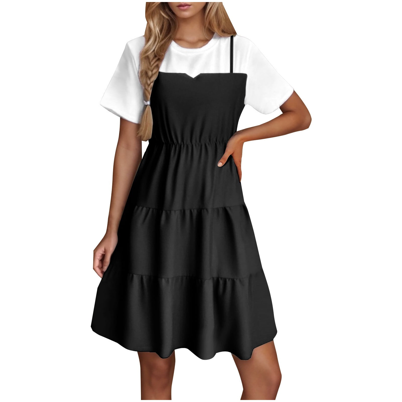 Fake 2 Happy Vacation Gift for Ladies Summer Fall Slip Short Sleeve ...