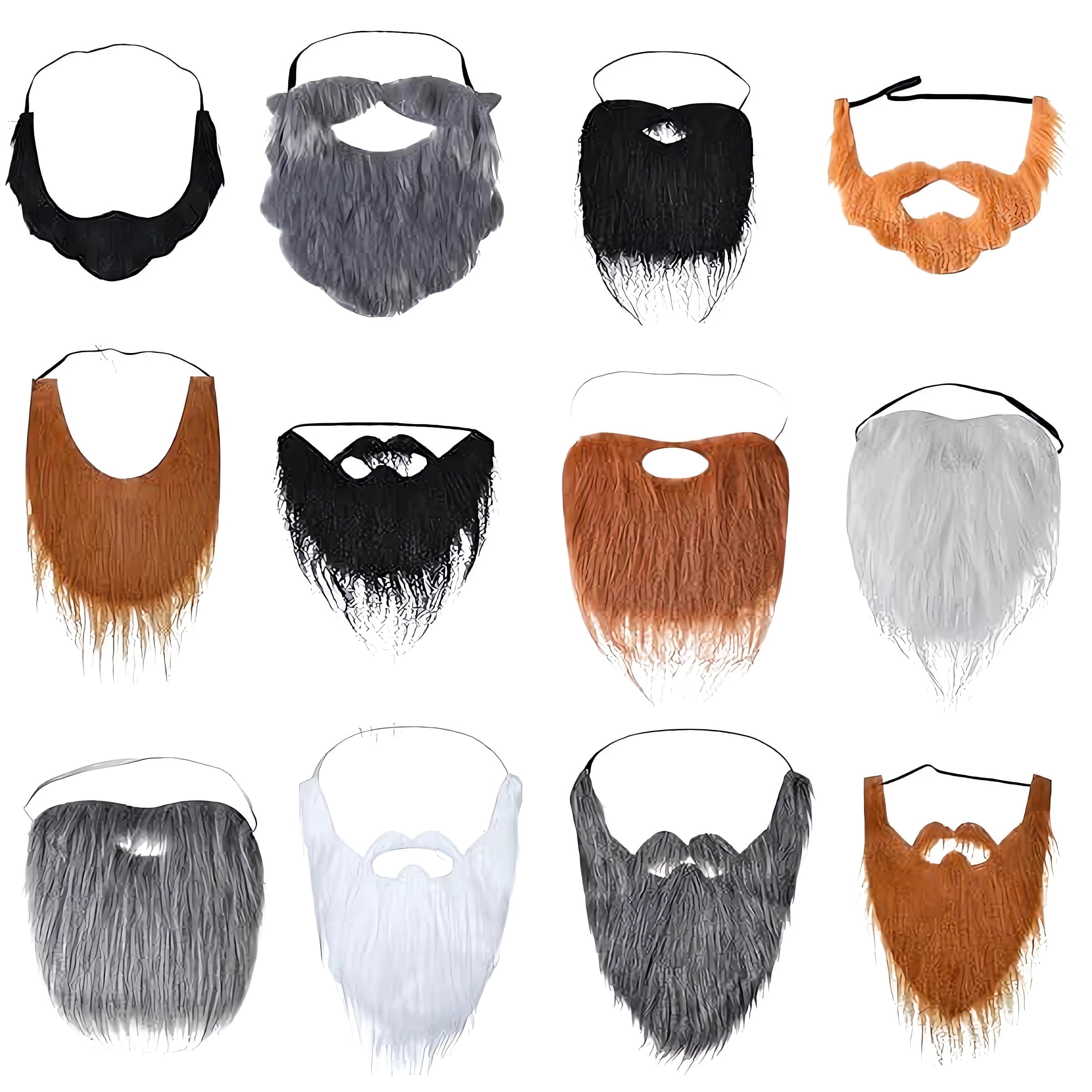 Fake Beards 12 Pcs - Funny False Mustaches Beard with Adjustable ...